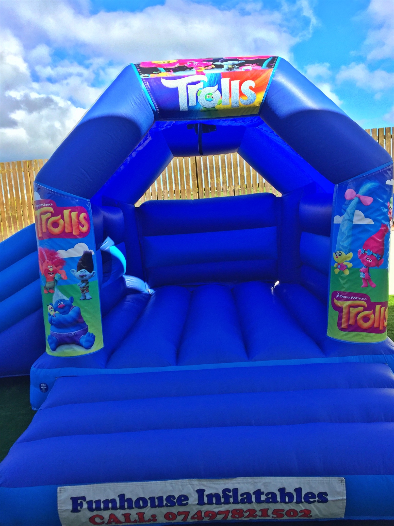 Trolls Combo Slide Bouncy Castle (Blue) - Bouncy Castle Hire in ...