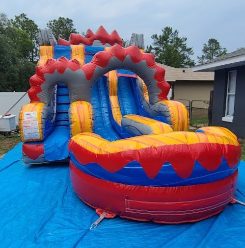 15' Fire Falls Double Lane Inflated Pool Slide - Party and Inflatable ...