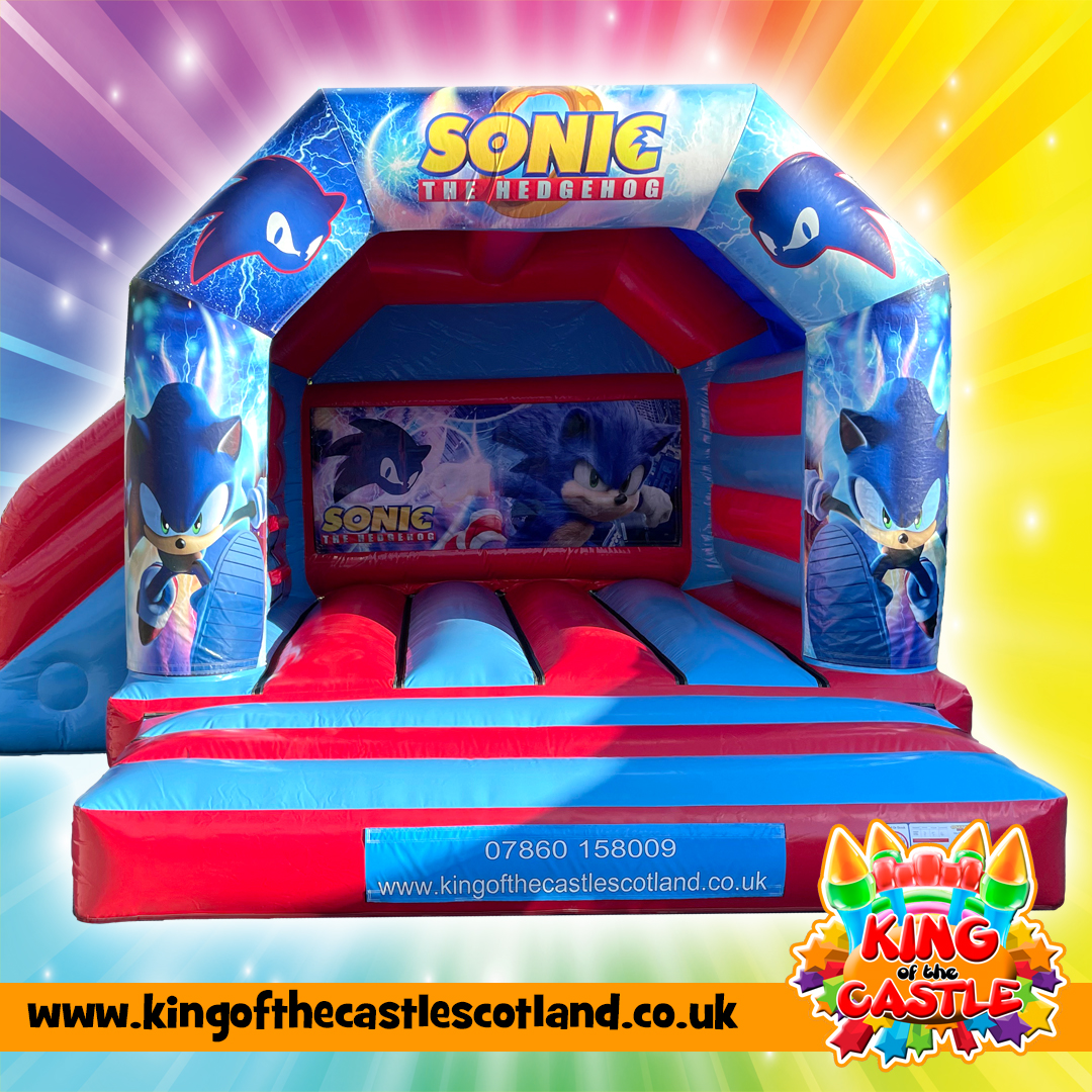 Sonic Bouncy Castle with Slide - Bouncy Castle Hire | Disco Dome Hire ...