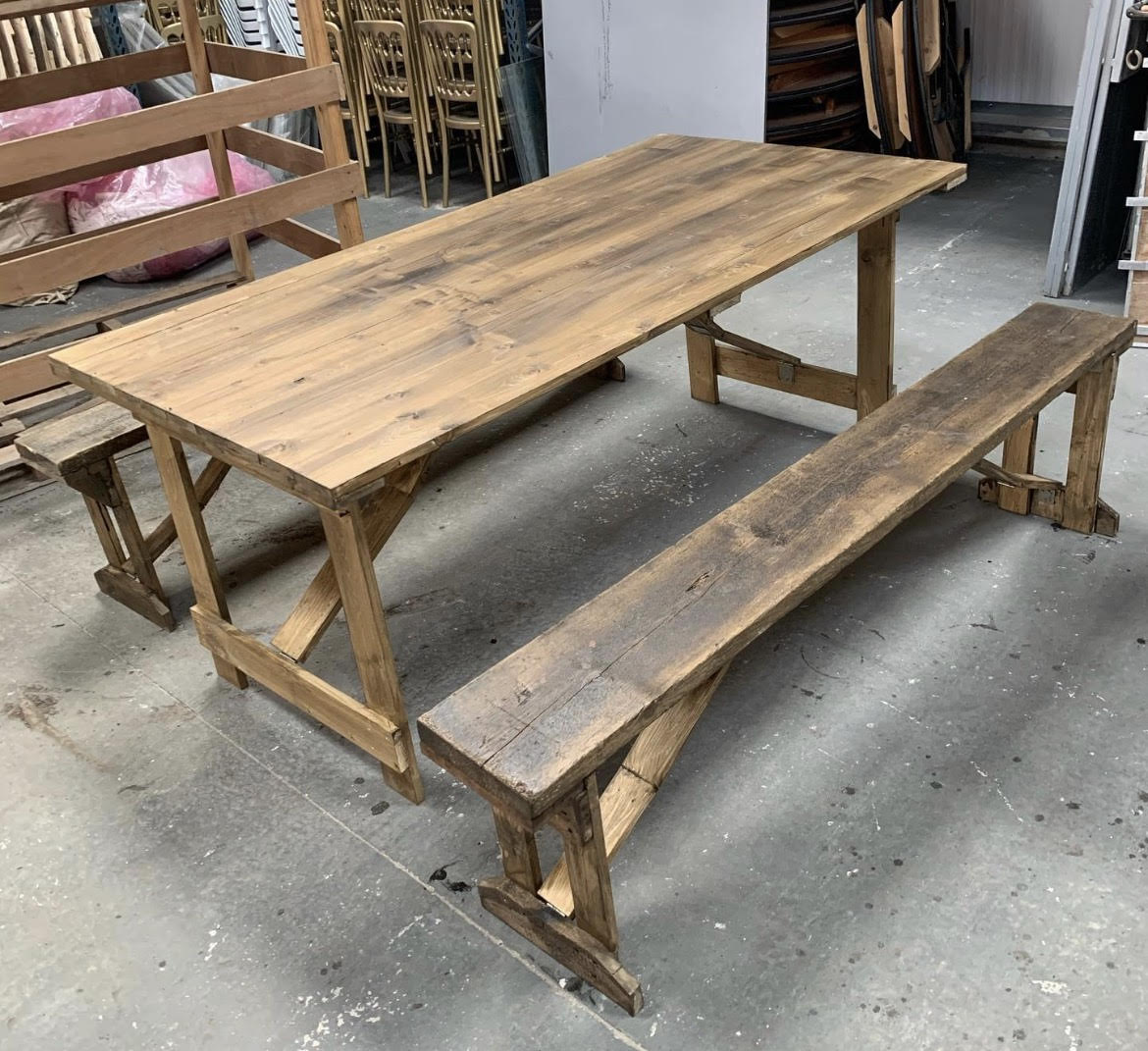 Rustic Trestle Tables & Bench Seats - Hire in Chorley | S.J ...