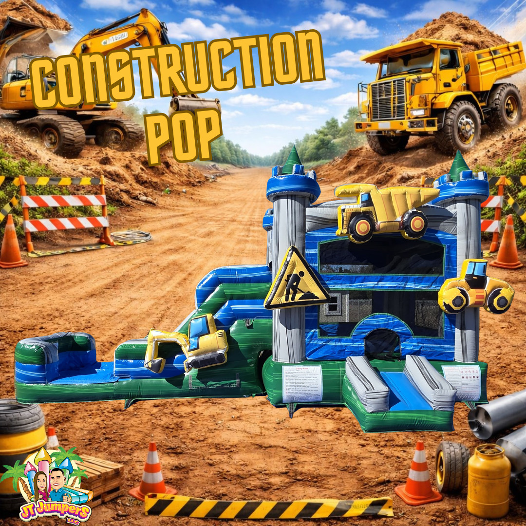 Pop Combo- Construction (WET or DRY) - Bounce House Hire in FL | JT ...