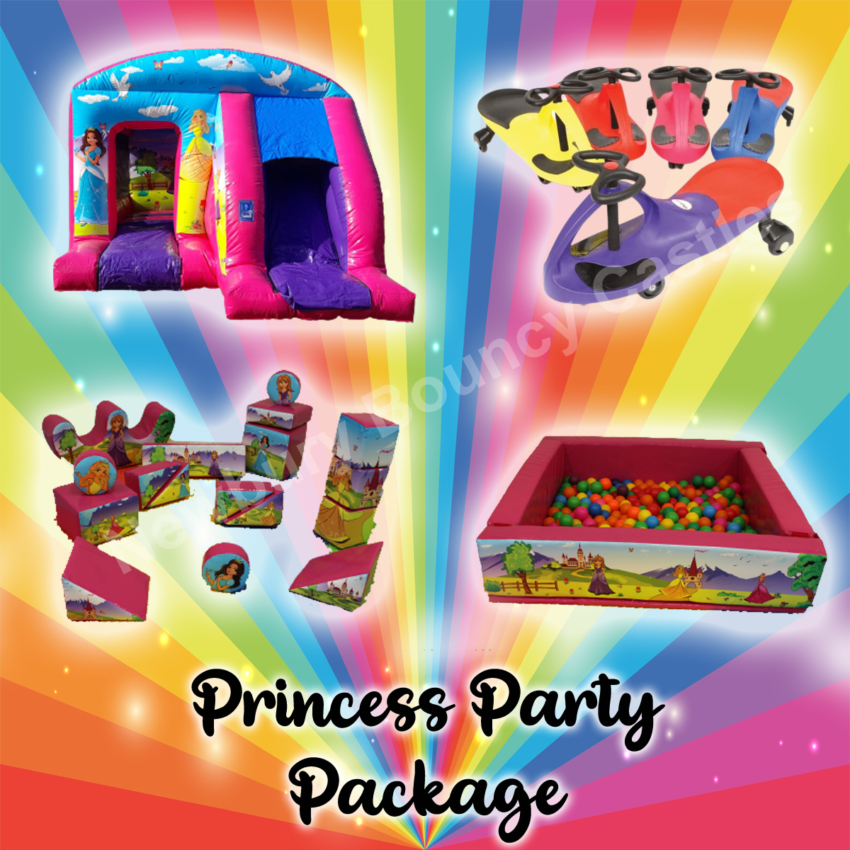 Princess Party Package - Bouncy Castle Hire, Slides, Rodeo bull ice ...