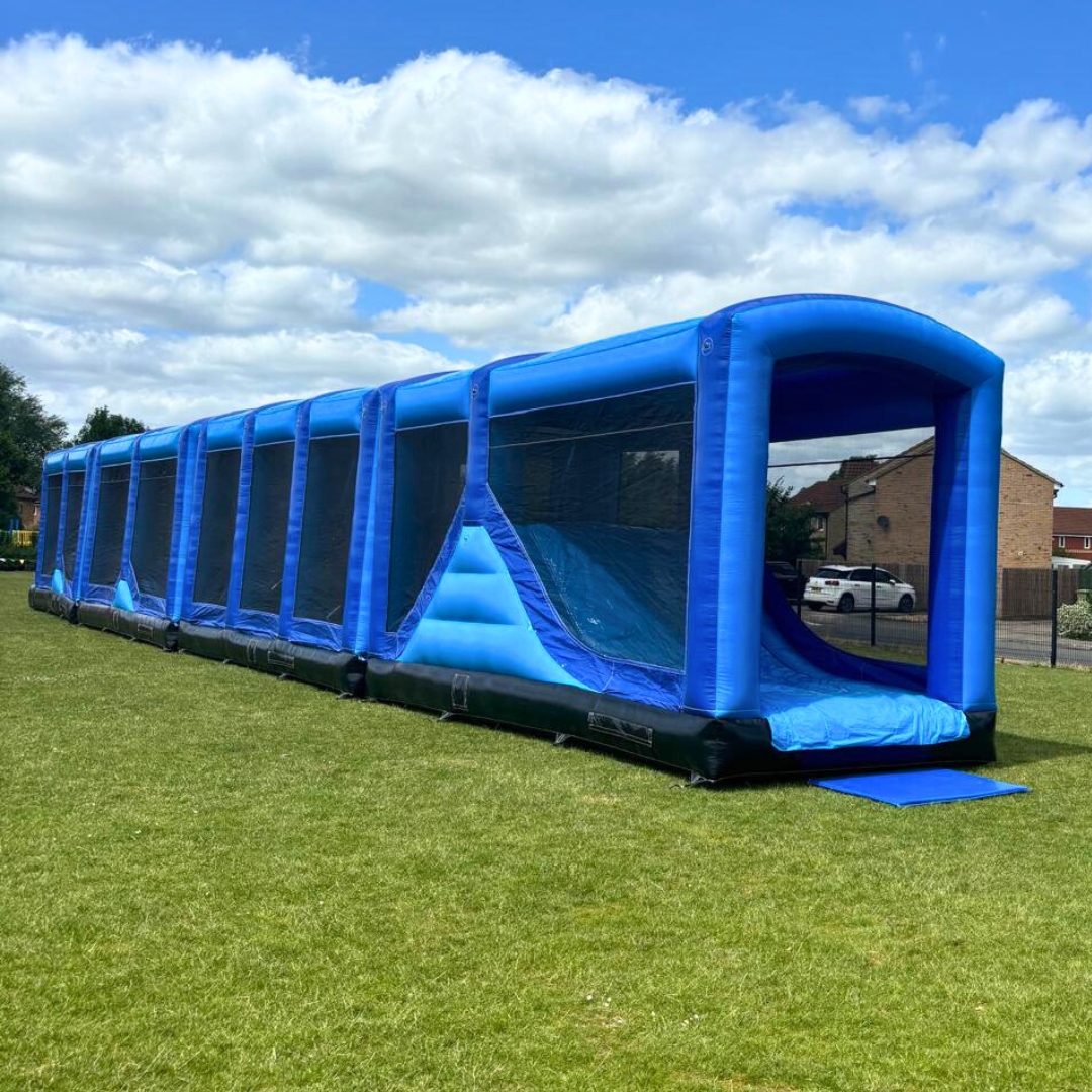 100ft 4 Piece Blue & Black Assault Course - Inflatable, Bouncy Castle ...