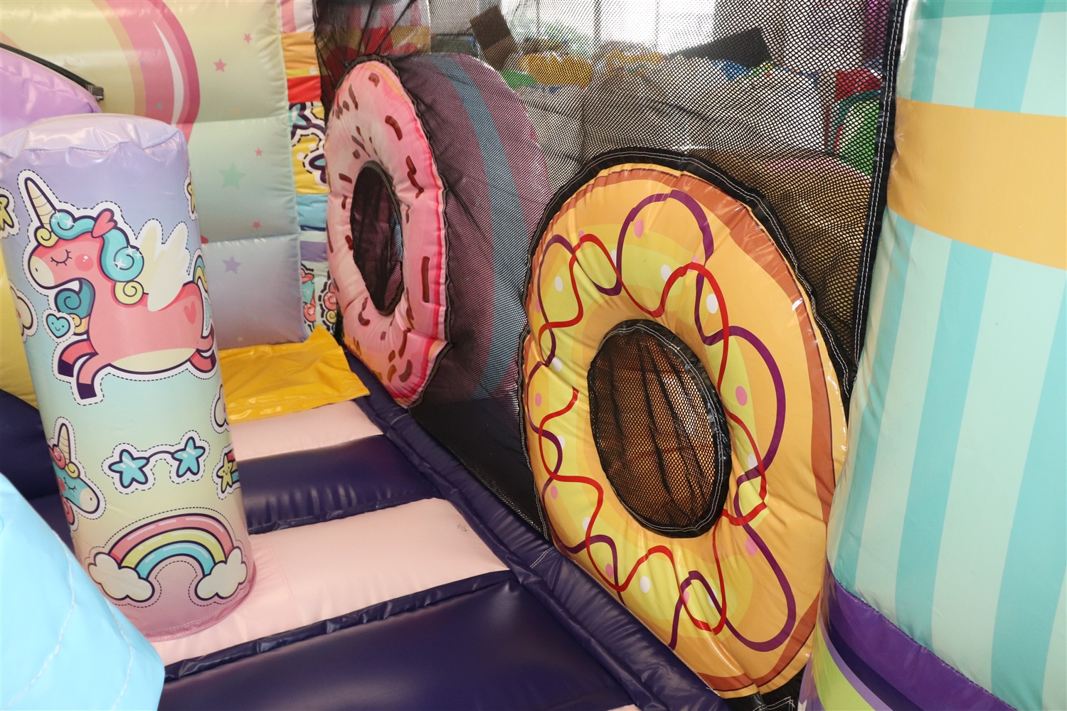 5m x 4m Donuts and Unicorns Castle Bouncy Castle - The Fun Team