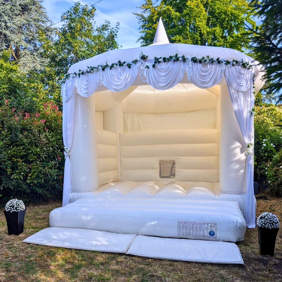 White Castle with Curtains & Flowers - Inflatable, Bouncy Castle ...