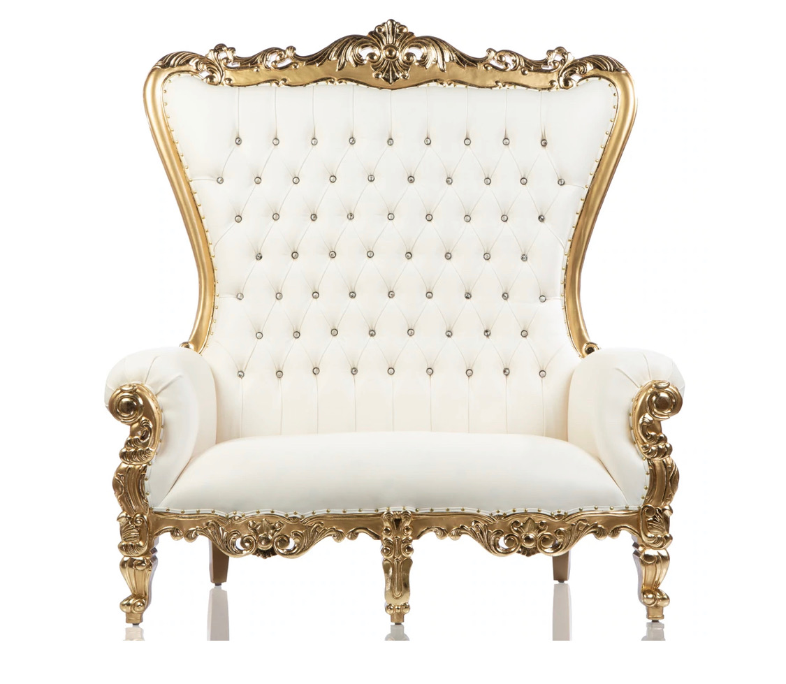 Double Throne - seats 2 people (White trimmed in Gold) - Hire in Fl ...
