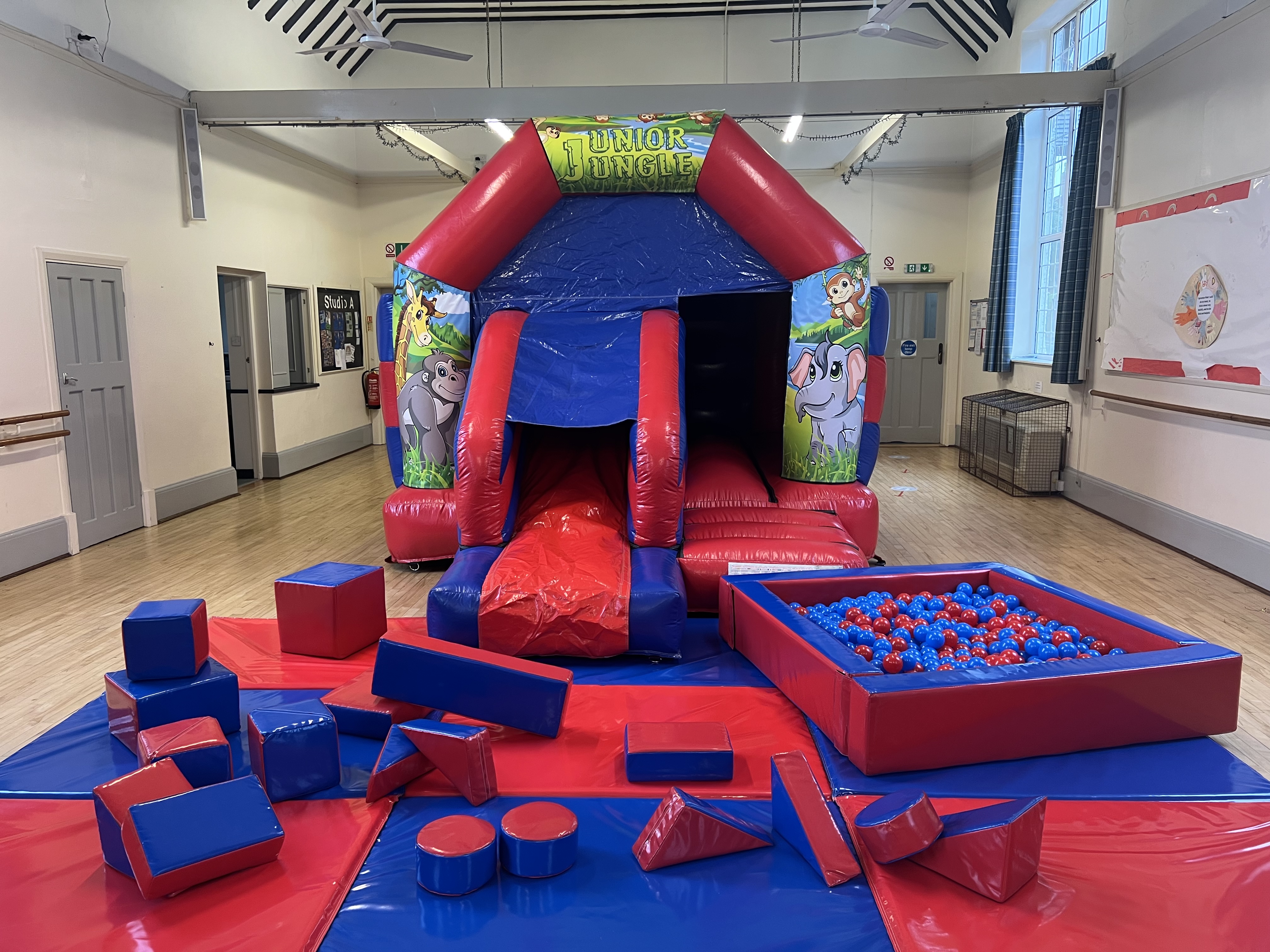 Jungle Bounce N' Slide Soft Play Package - Red / Blue - Bouncy Castle ...