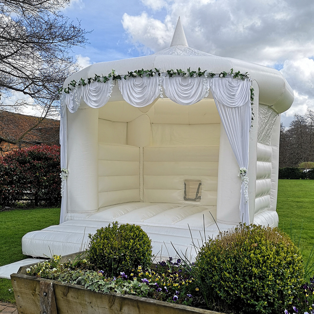 White Castle with Curtains & Flowers - Inflatable, Bouncy Castle ...