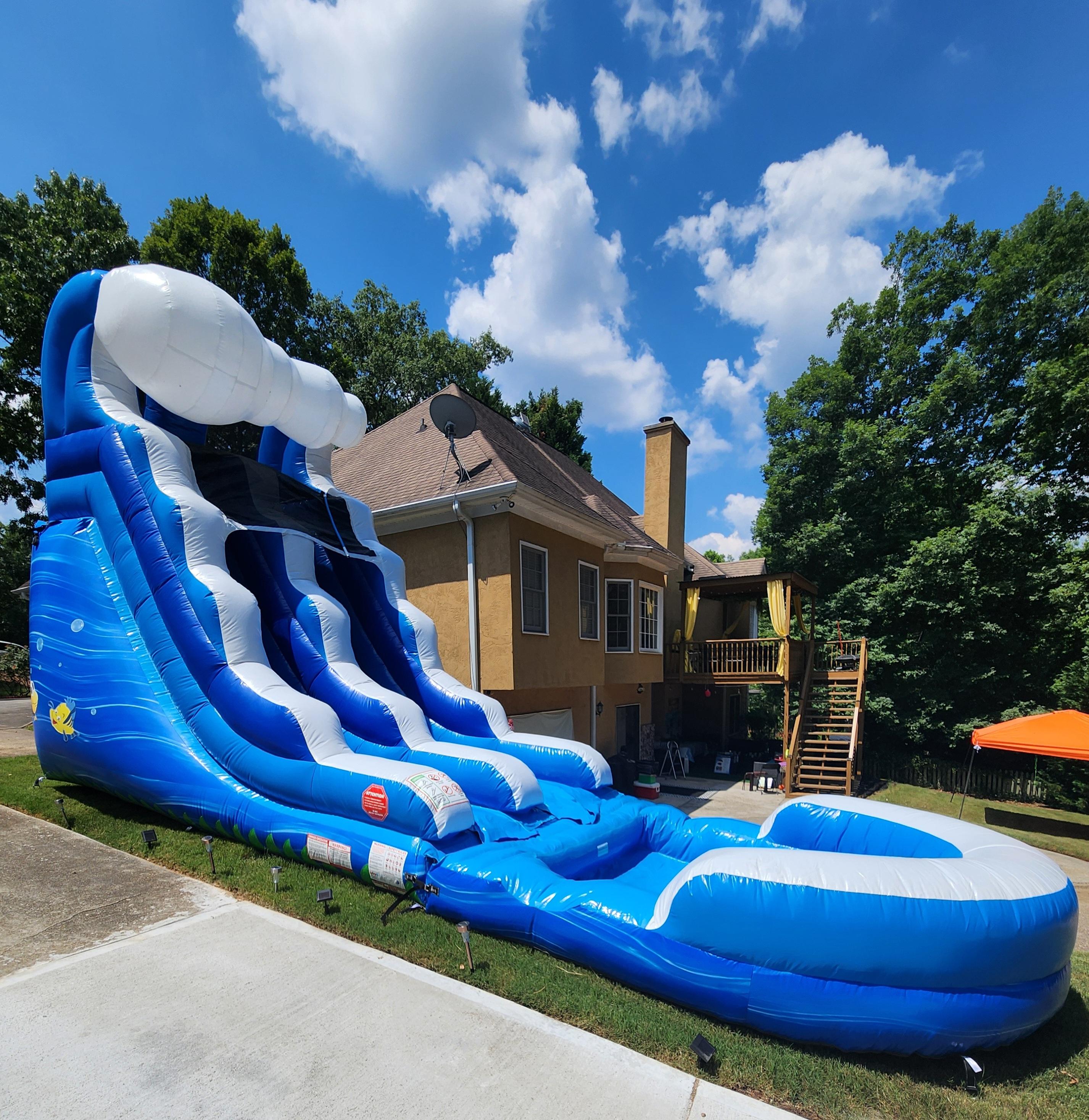 15 foot Blue Wave Water Slide - Hire in Georgia | All about the bounce atl