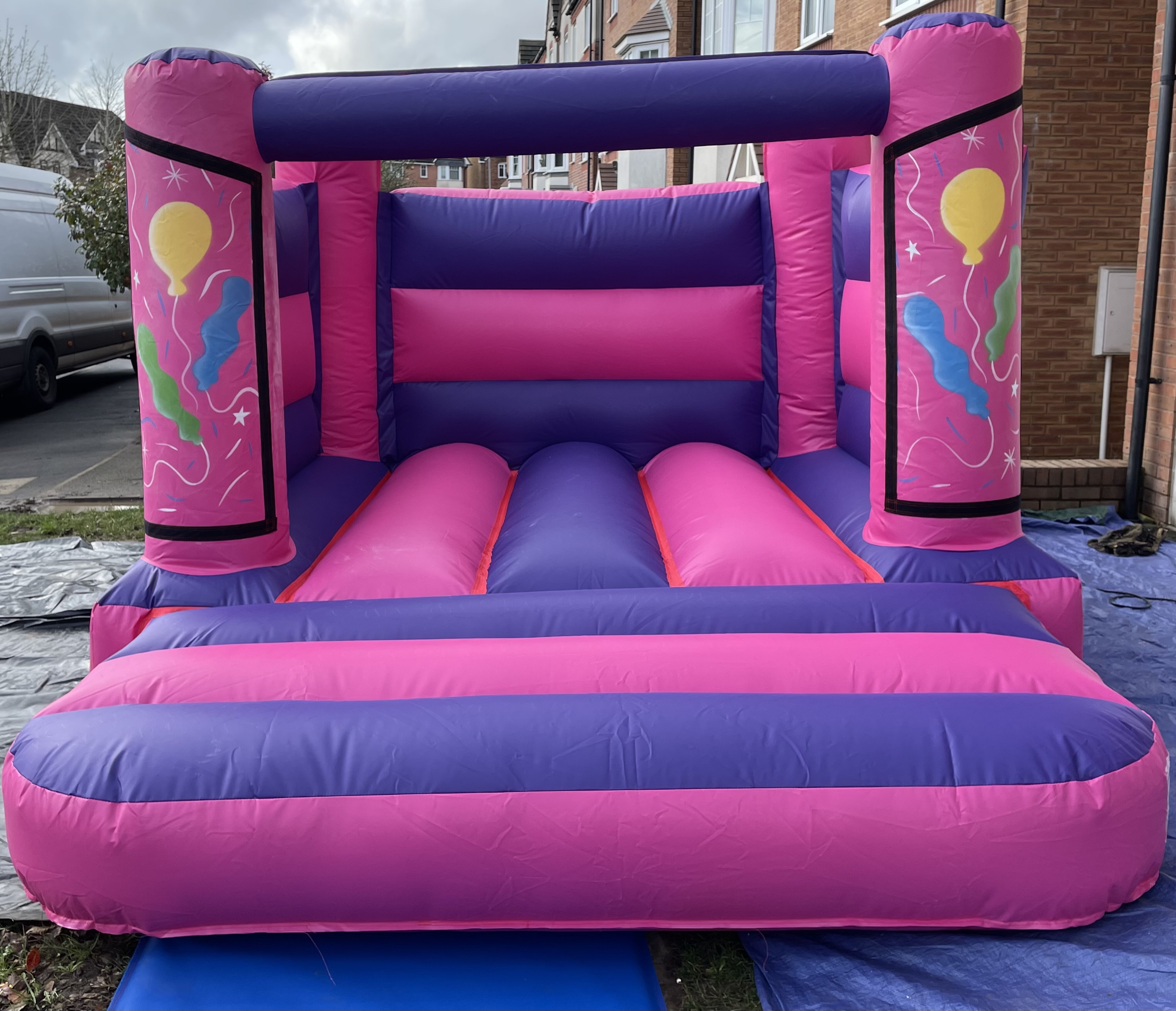 10ft x 12ft Purple And Pink Balloon Bouncy Castle - Bouncy Castle Hire ...