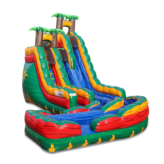 20' Tropical Ice Water Slide with Splash Landing for Fun and Thrills!