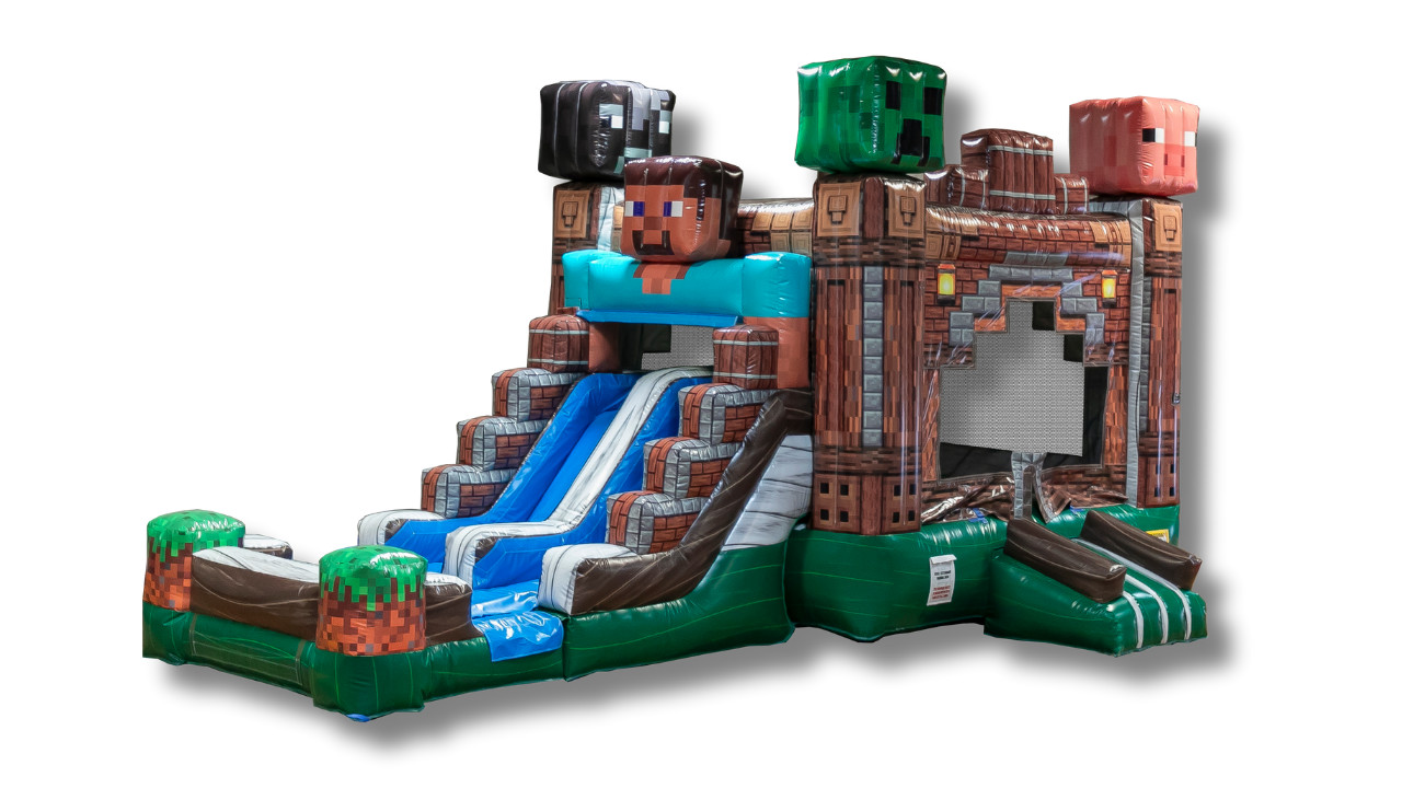 Minecraft Pixelated Bounce House Combo Slide - Bounce House Rentals in ...