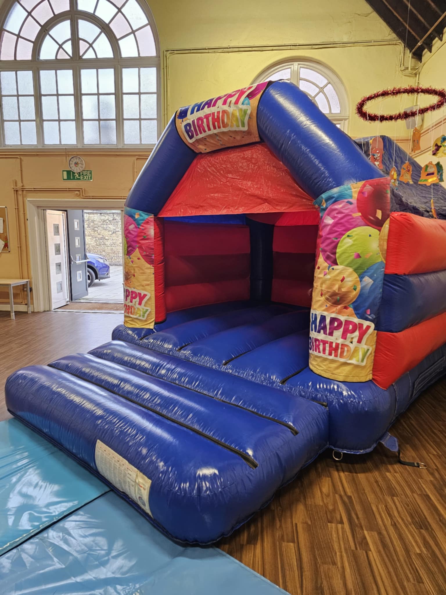 Red / Blue Happy Birthday Castle - Inflatables Hire in London ...