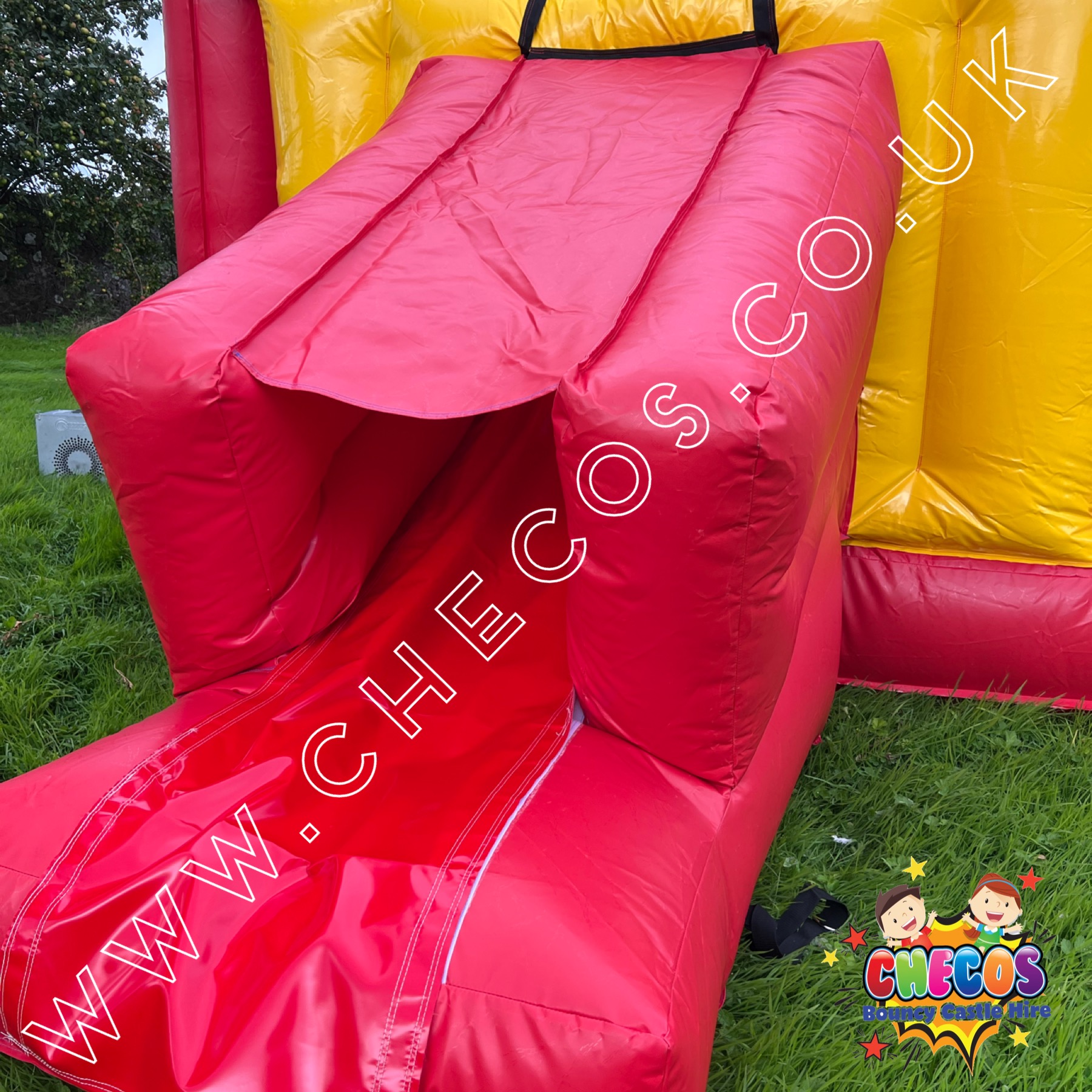 Red & Yellow Party Time Combo Bouncy Castle - Bouncy Castle Hire ...