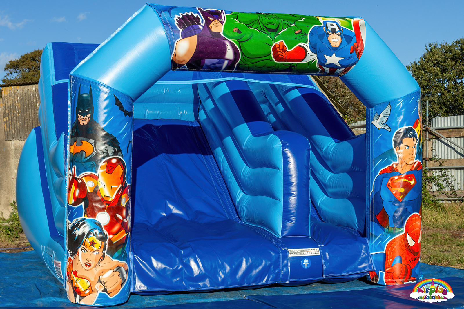 Superhero Inflatable Slide 12x12x8ft - Bouncy Castle & Soft Play Hire ...