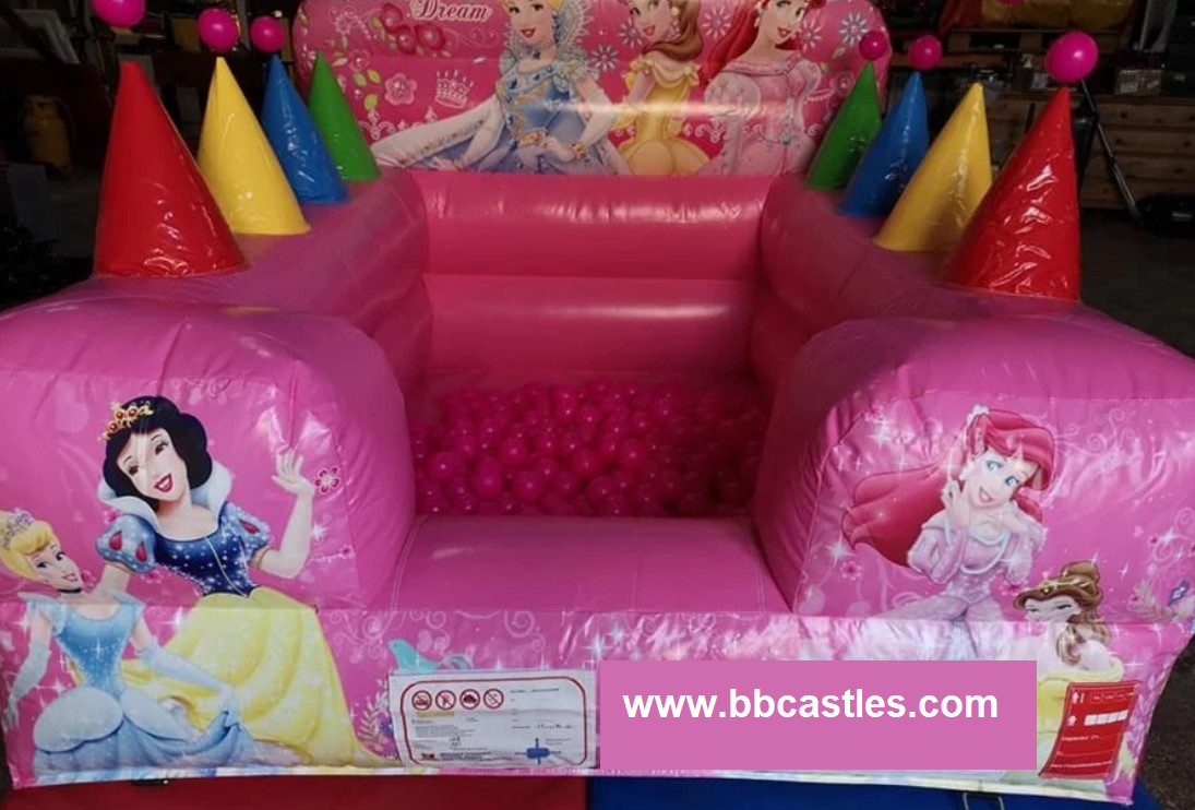 B-Disney Princesses ball pool with air jugglers 8ft x 6ft - Bouncy ...
