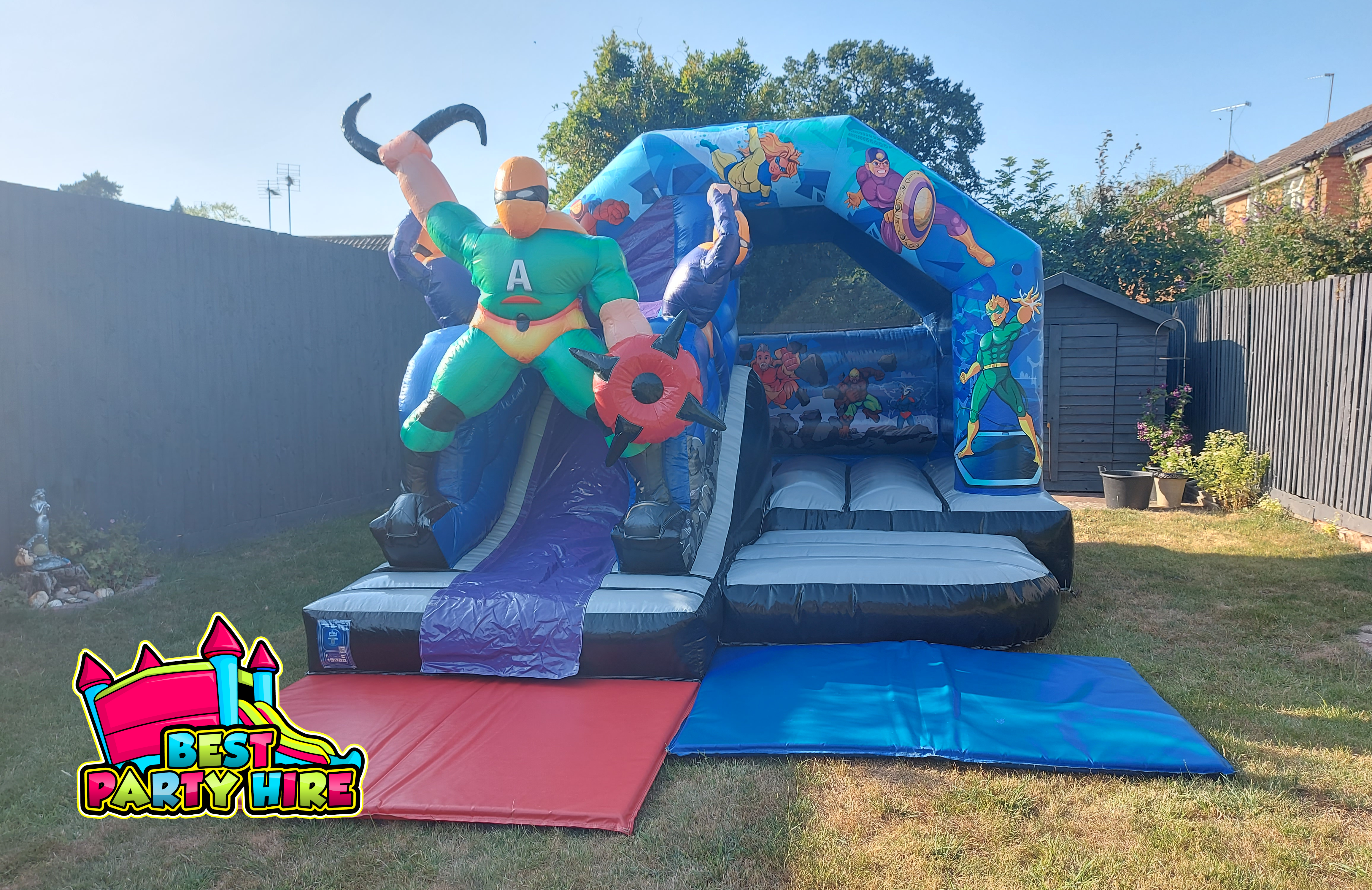 3D Superhero Bouncy Castle Hire | Safe, Fun Party Inflatable