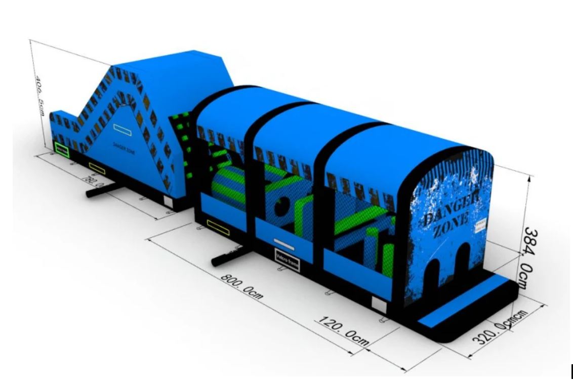 Dangerzone Blue Obstacle Course/Slide 55ft X 15ft - Hire in Louth ...