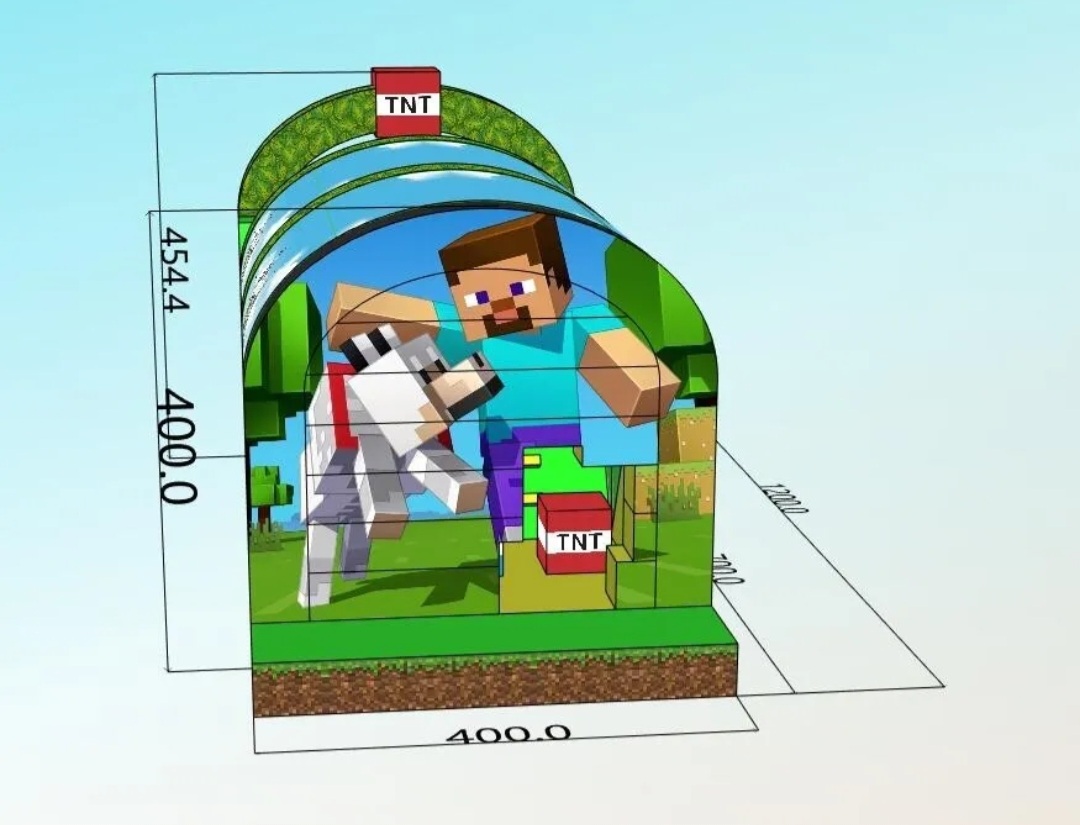 Inflatable Minecraft Obstacle course Jumping Castle Hire Melbourne