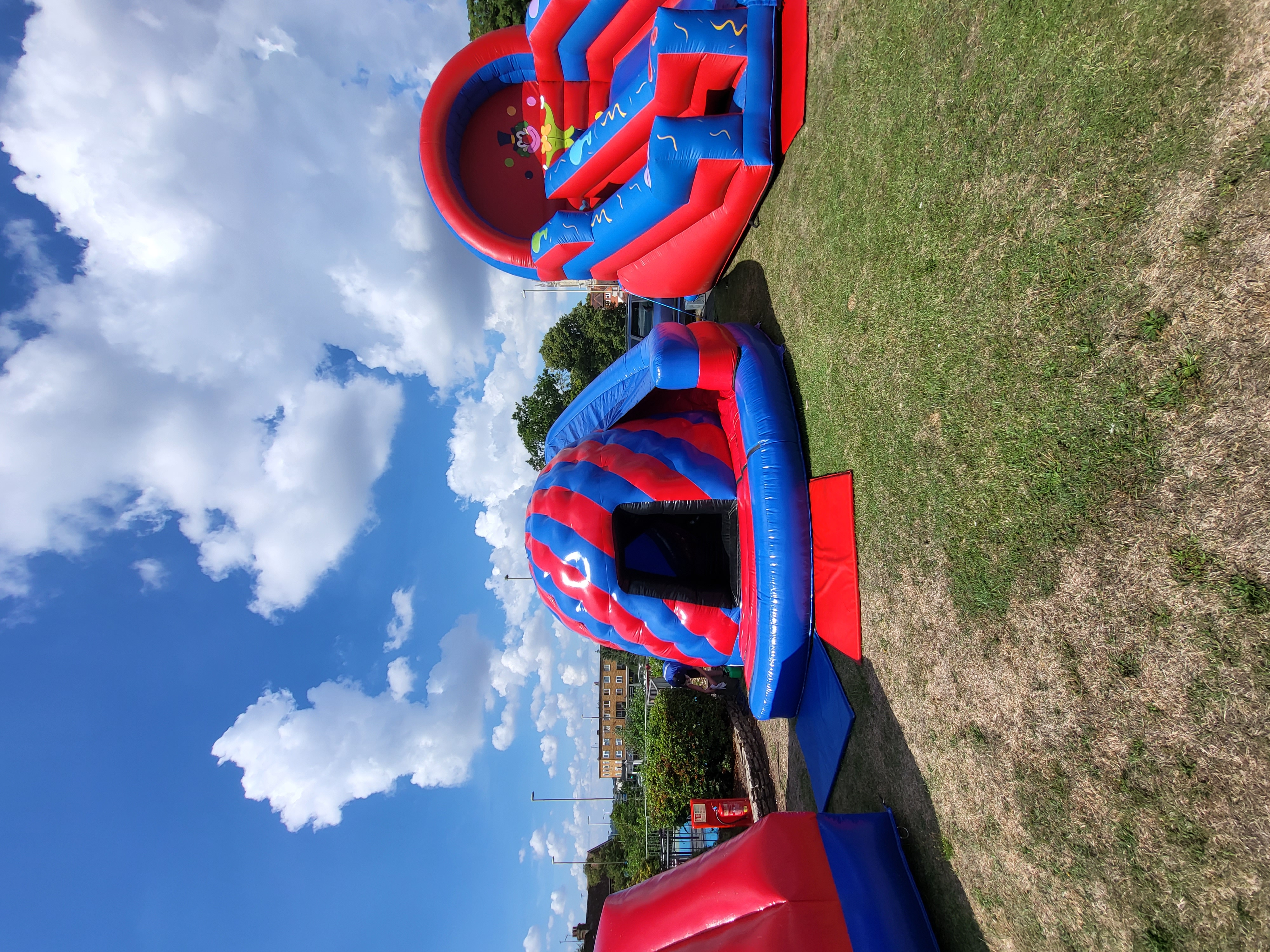 Red & Blue Disco Dome With Slide - Hire in Reading | Kendalls castles