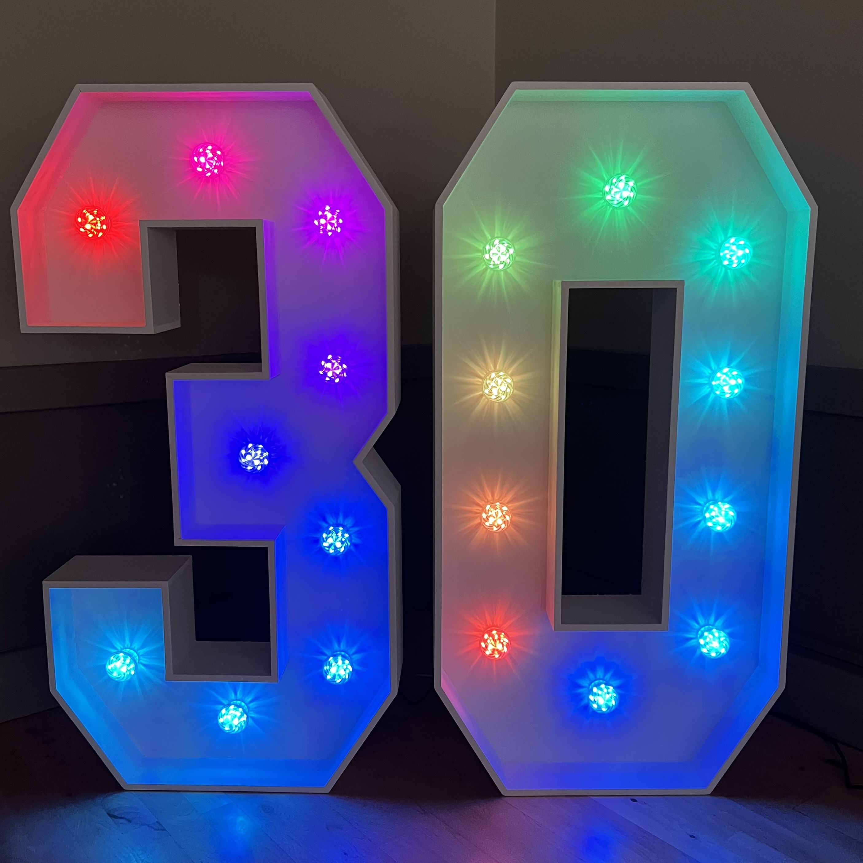 Light-Up LED Numbers 30 - Bouncy Castle Hire in Crowborough, Tunbridge ...
