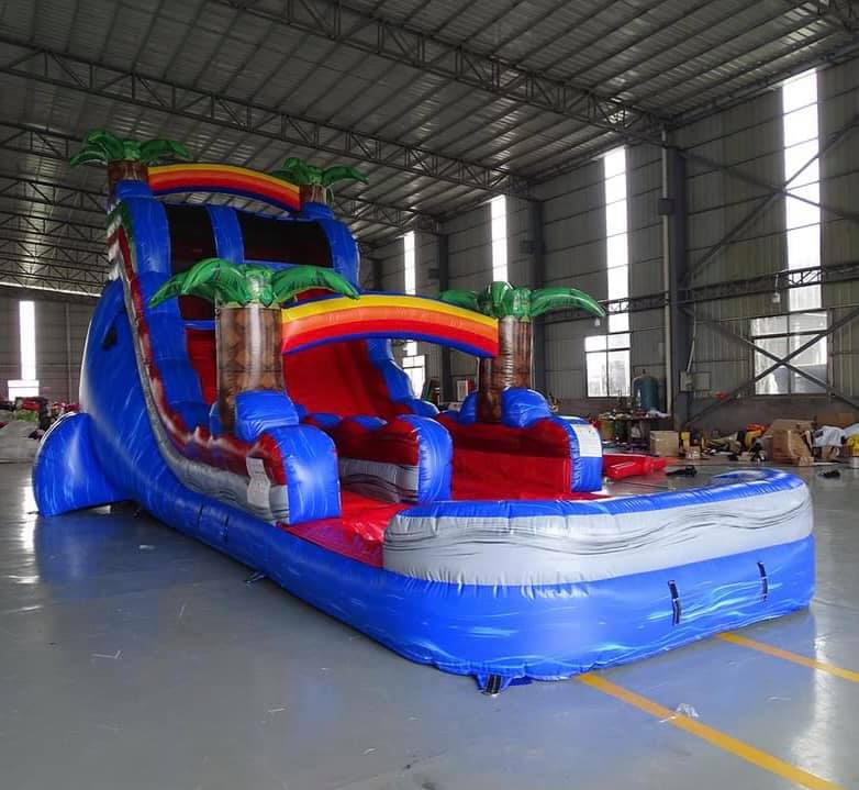 RAINBOW PARADISE WATER SLIDE 17 FT TALL WITH POOL - Bounce House Hire ...