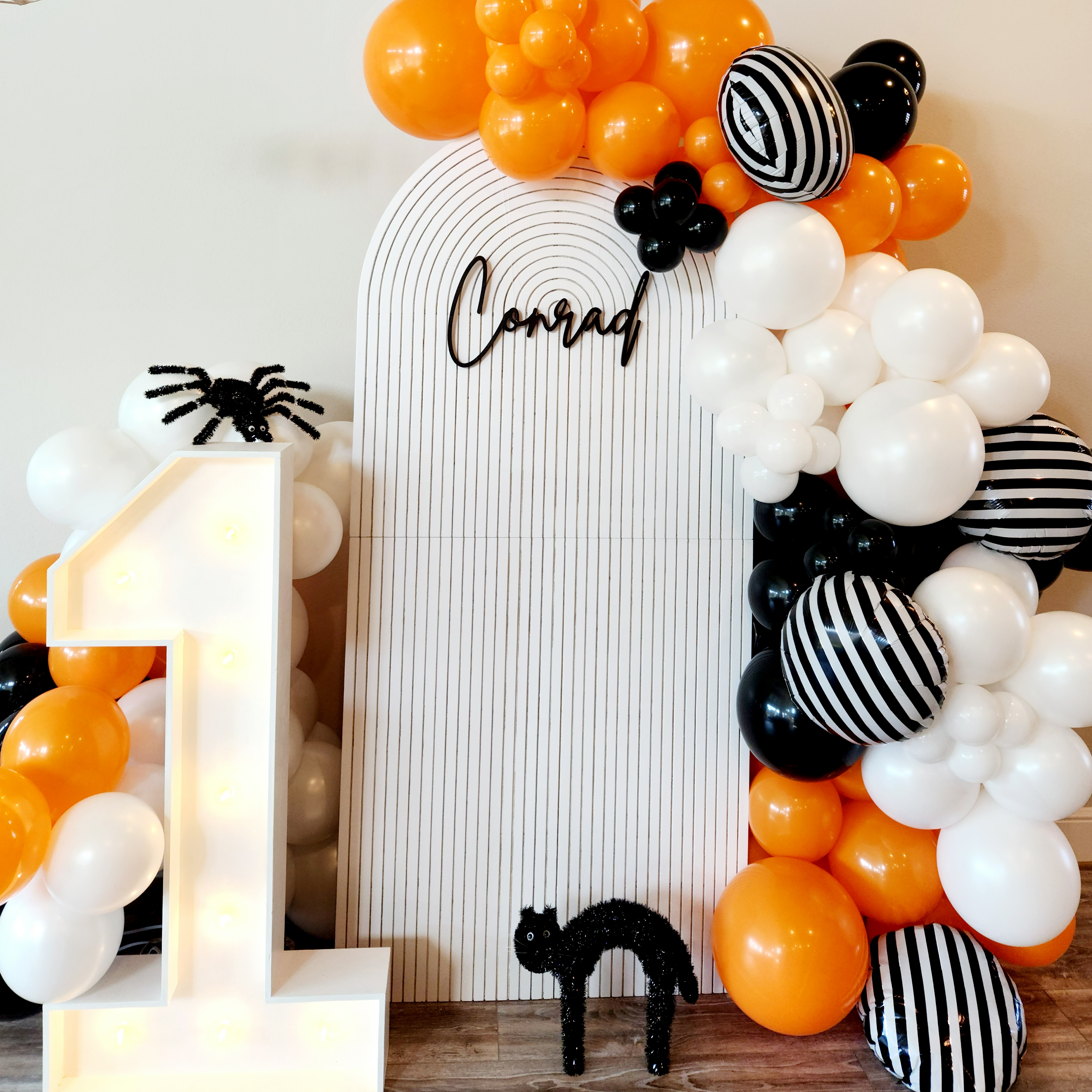 Backdrop with Marquee Number and Balloon Garland | Houston, TX