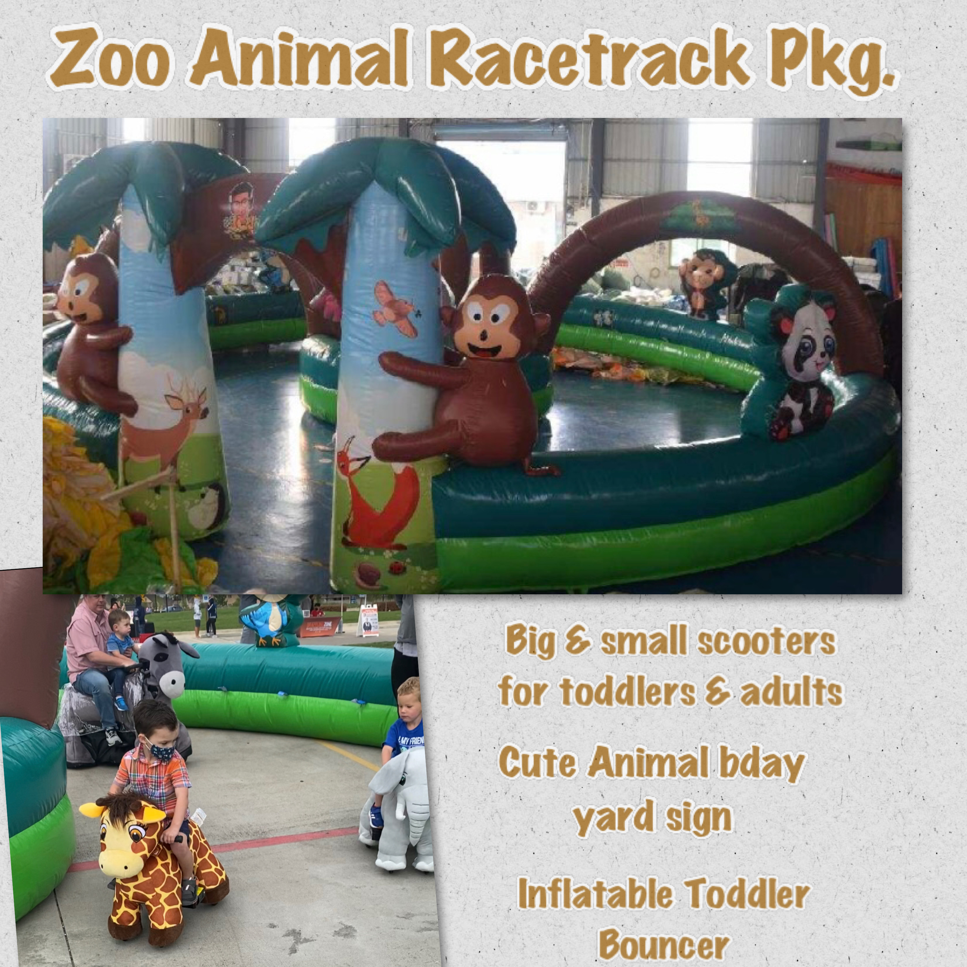 Zoo Animal Party Pkg - Inflatable Racetrack Rentals in Houston | Jojo's ...