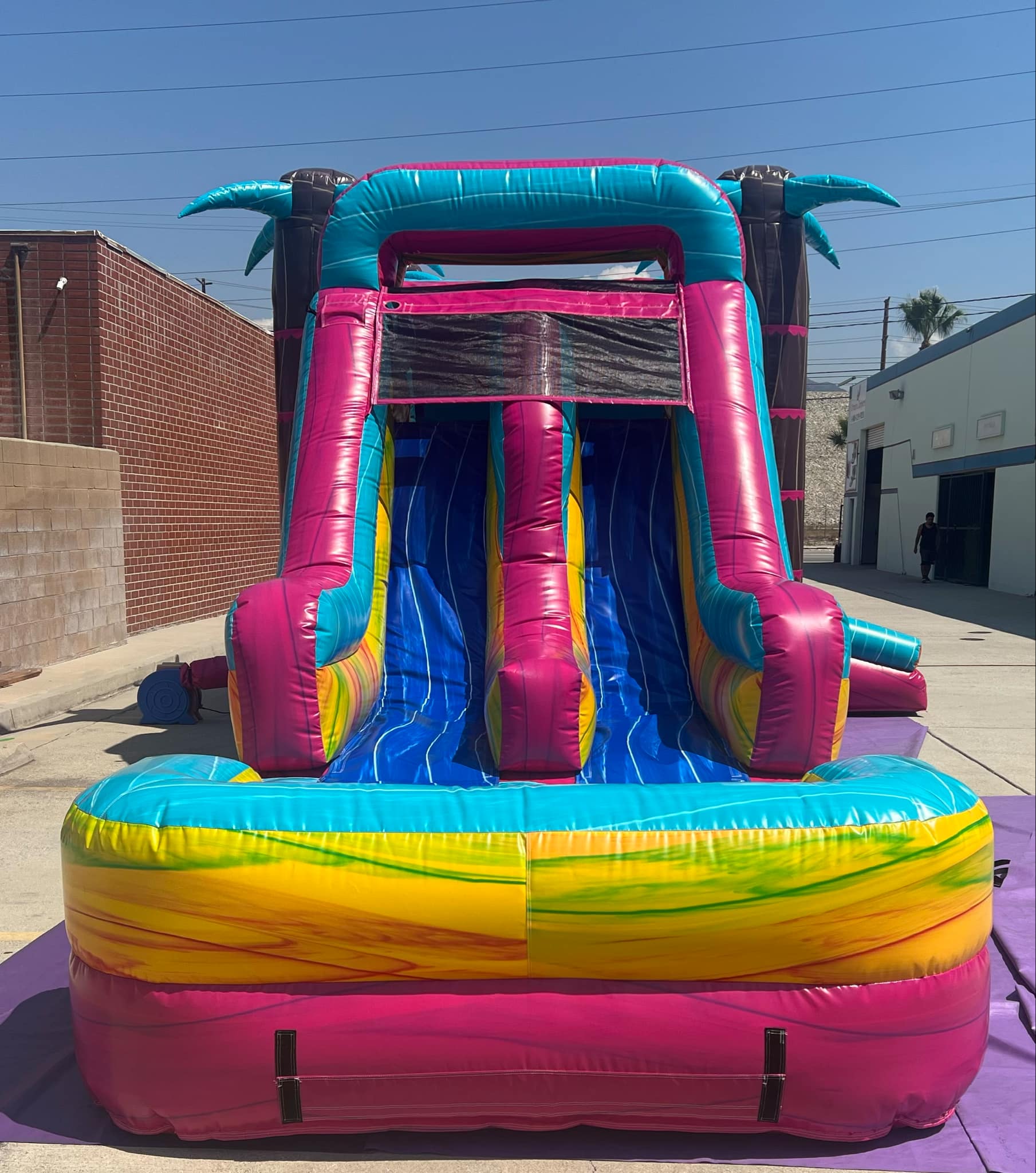 Pink Tropical Combo Wet/Dry - Bounce House Rental in Ca | Ty's Bounce Barn