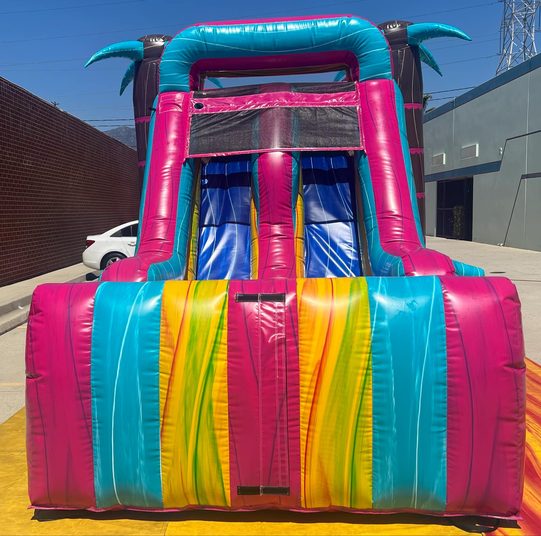 Pink Tropical Combo Wet/Dry - Bounce House Rental in Ca | Ty's Bounce Barn
