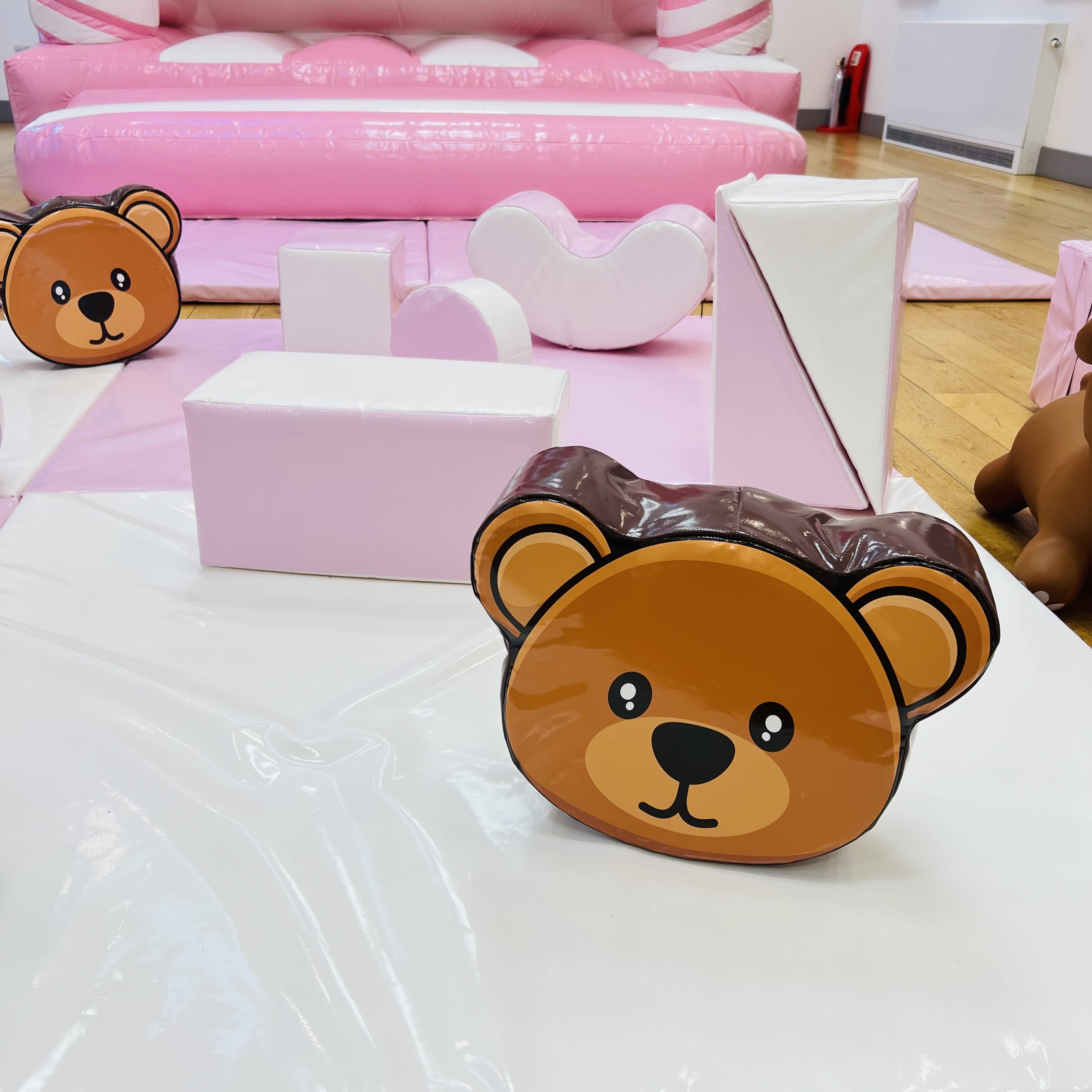 Pink and White Bouncy Castle and Teddy Bear Soft Play Package - Bouncy ...