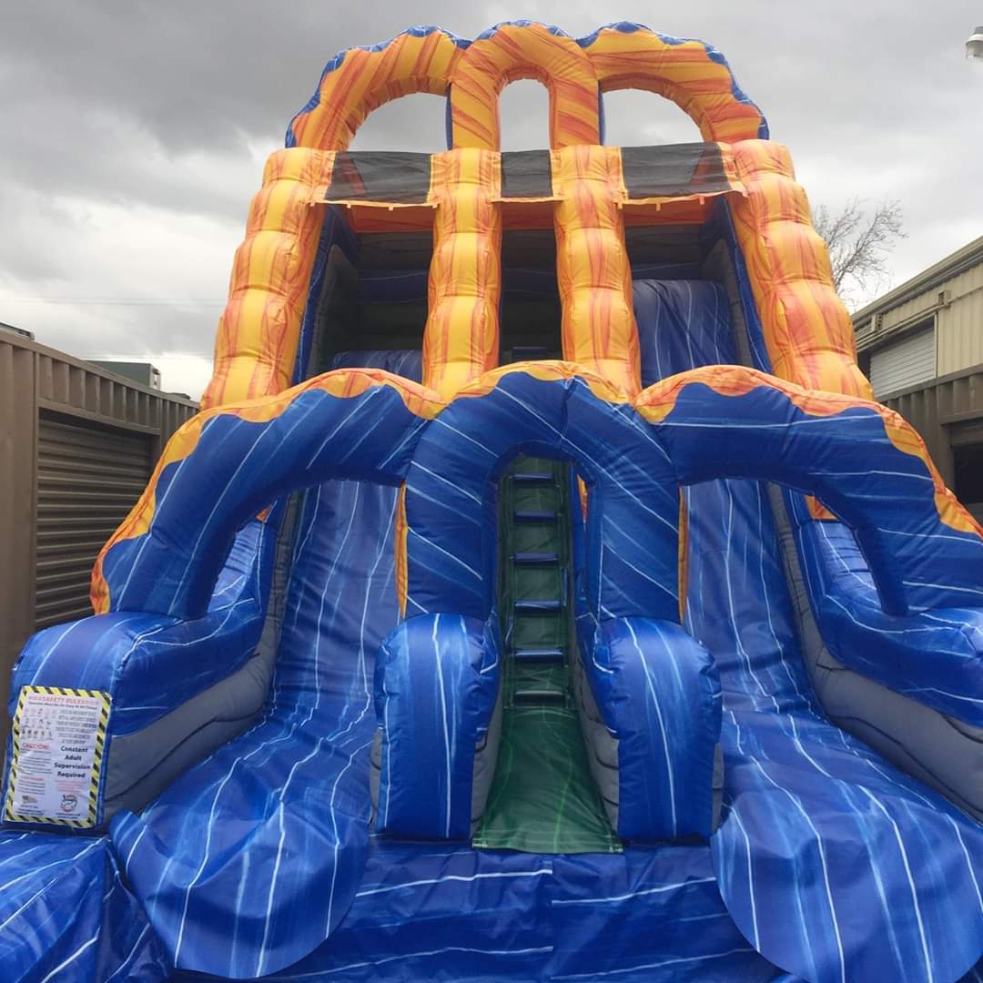 Double Water Slide with Splash Pool - Maxinflables Inc