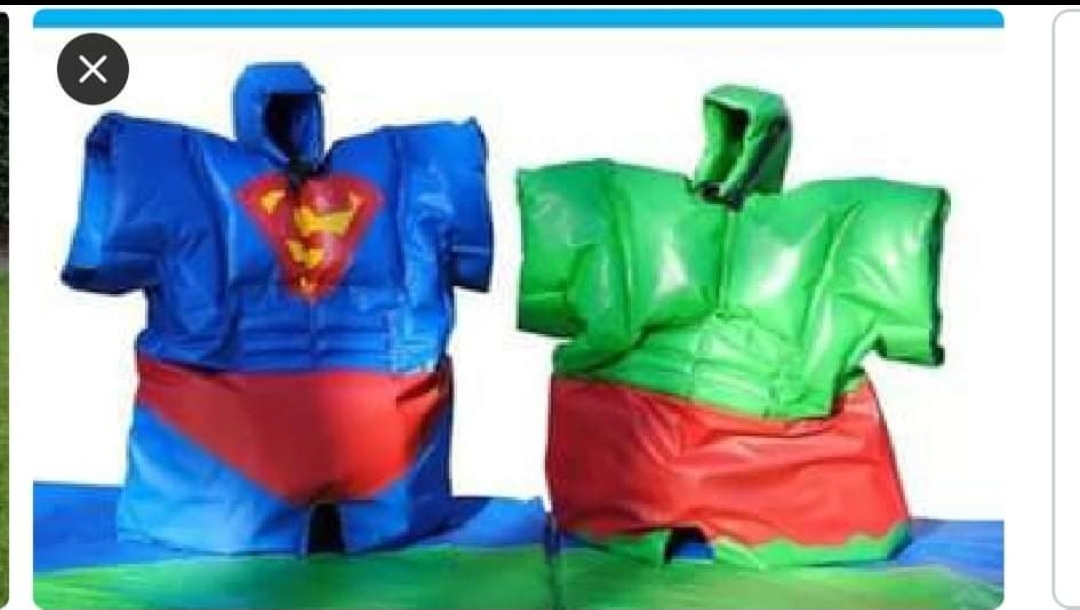 Superhero adult Sumo Suits, Superman vs Hulk. - Bouncy Castle Hire in ...