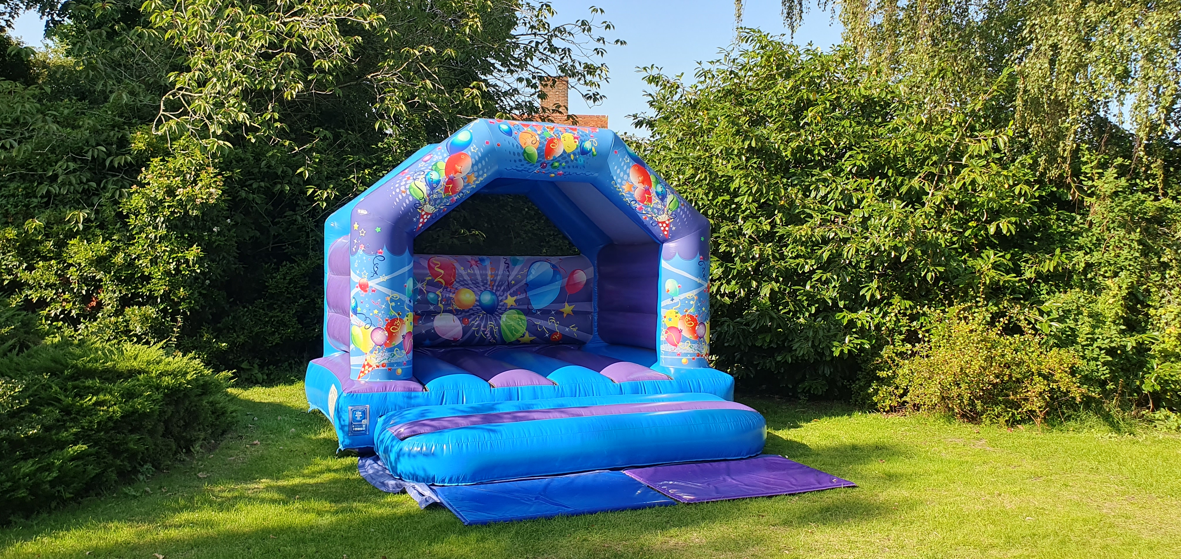 12 X 12 Blue and Purple Balloon Castle - Hire in Ipswich | BounceBack ...