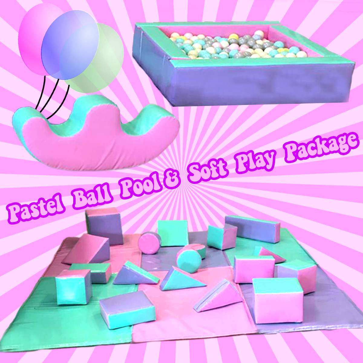 Pastel Soft Play & Ball Pool Package - Inflatable, Bouncy Castle ...