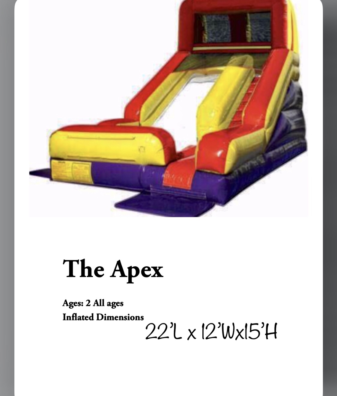 Apex Wet / Dry Inflatable Slide WET - Inflatable Hire in Arkansas ...
