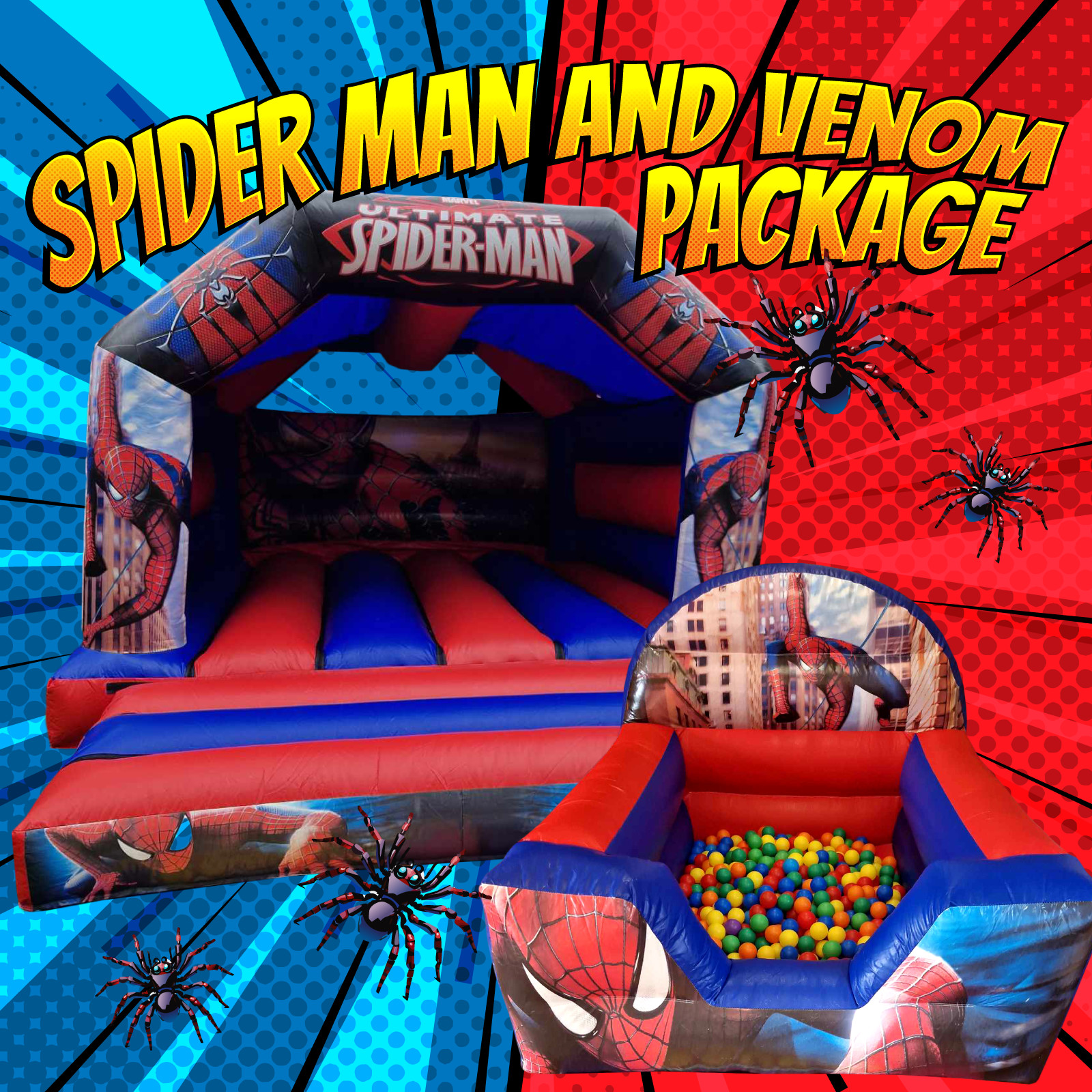 ! Spider Man And Venom Package - Hire in Newbury, Reading | bouncy kingdom