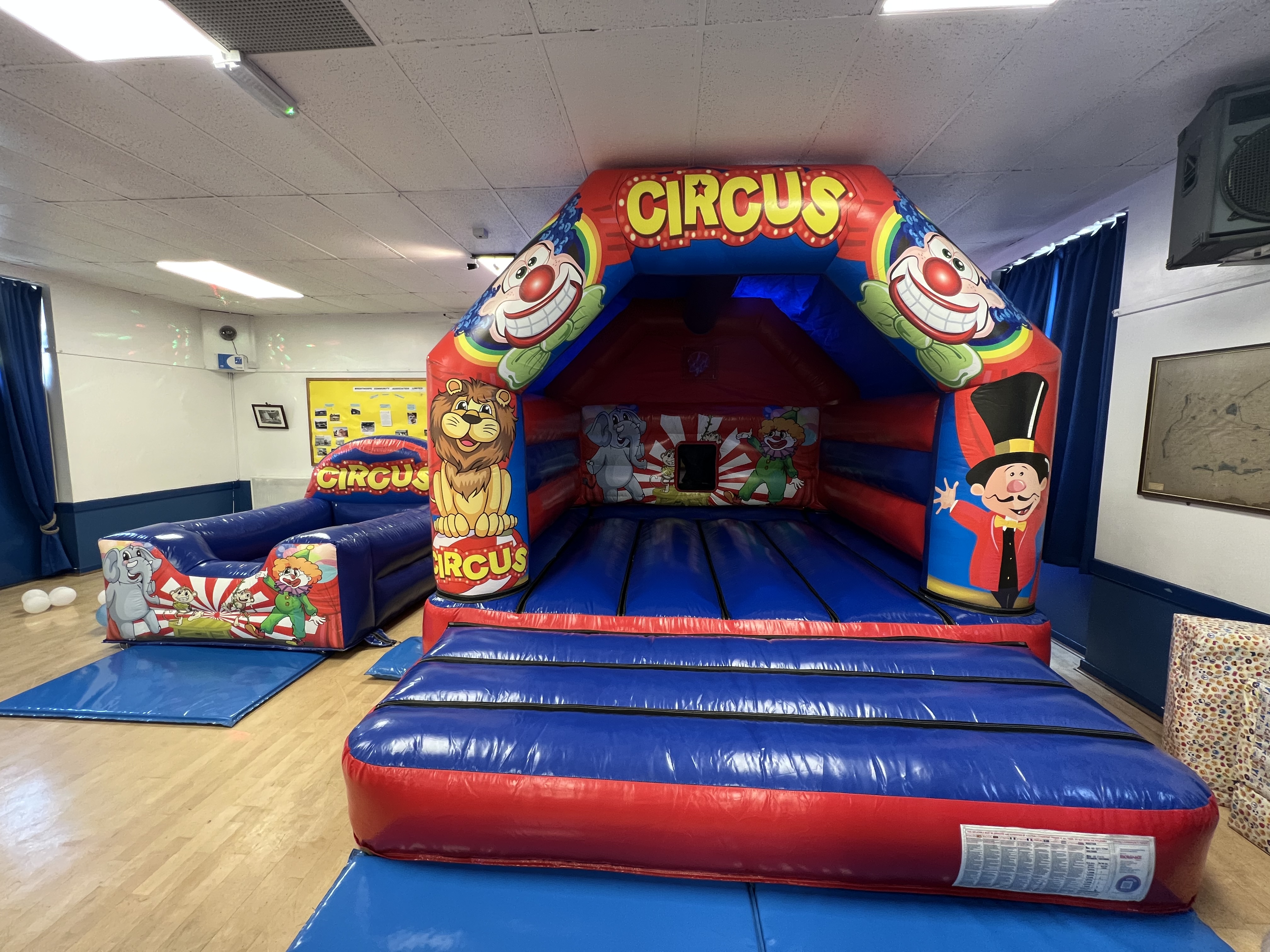 Circus Themed Bouncy Castle Matching Ball Pool Hire Leeds