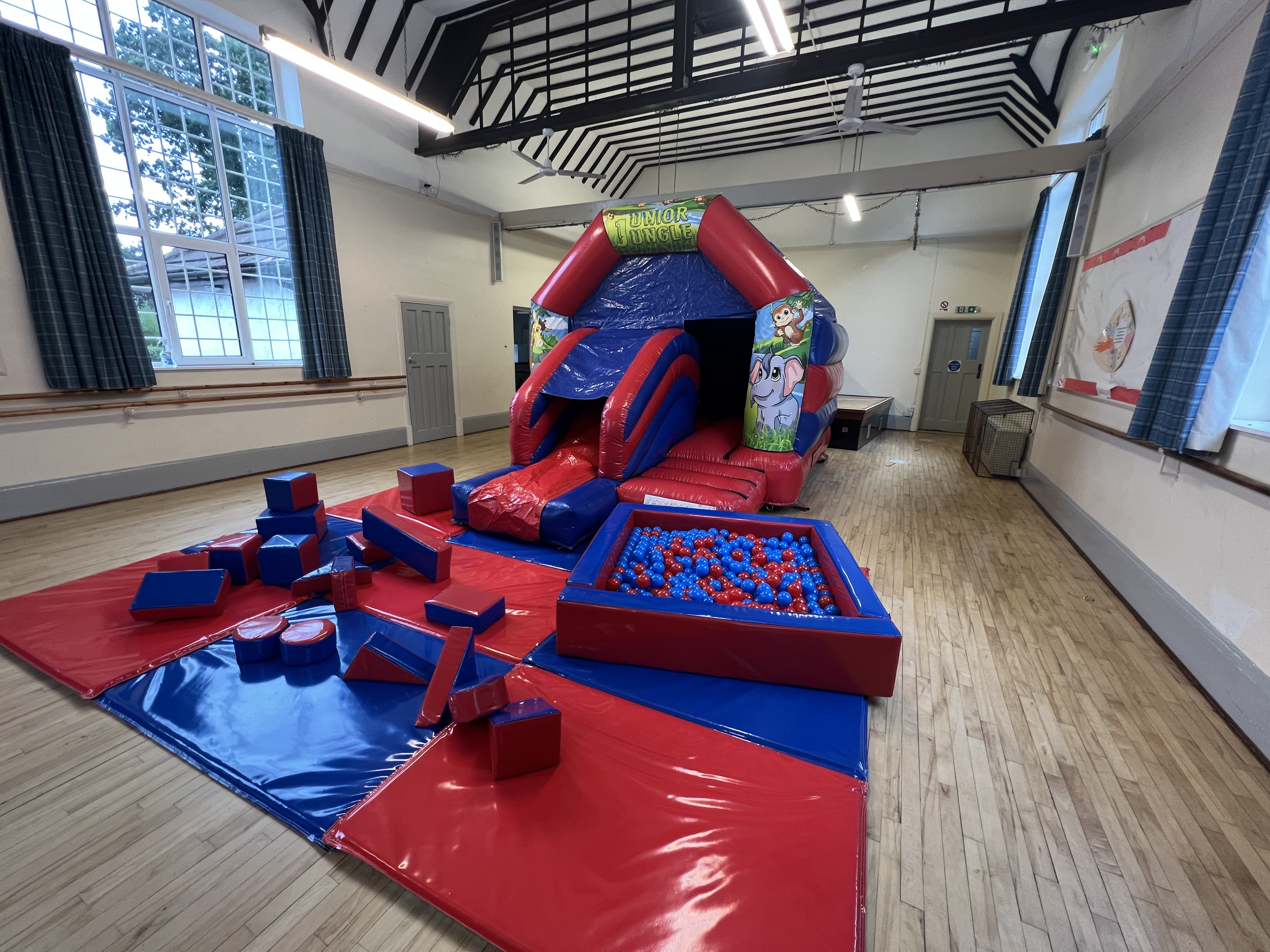 Jungle Bounce N' Slide Soft Play Package - Red / Blue - Bouncy Castle ...