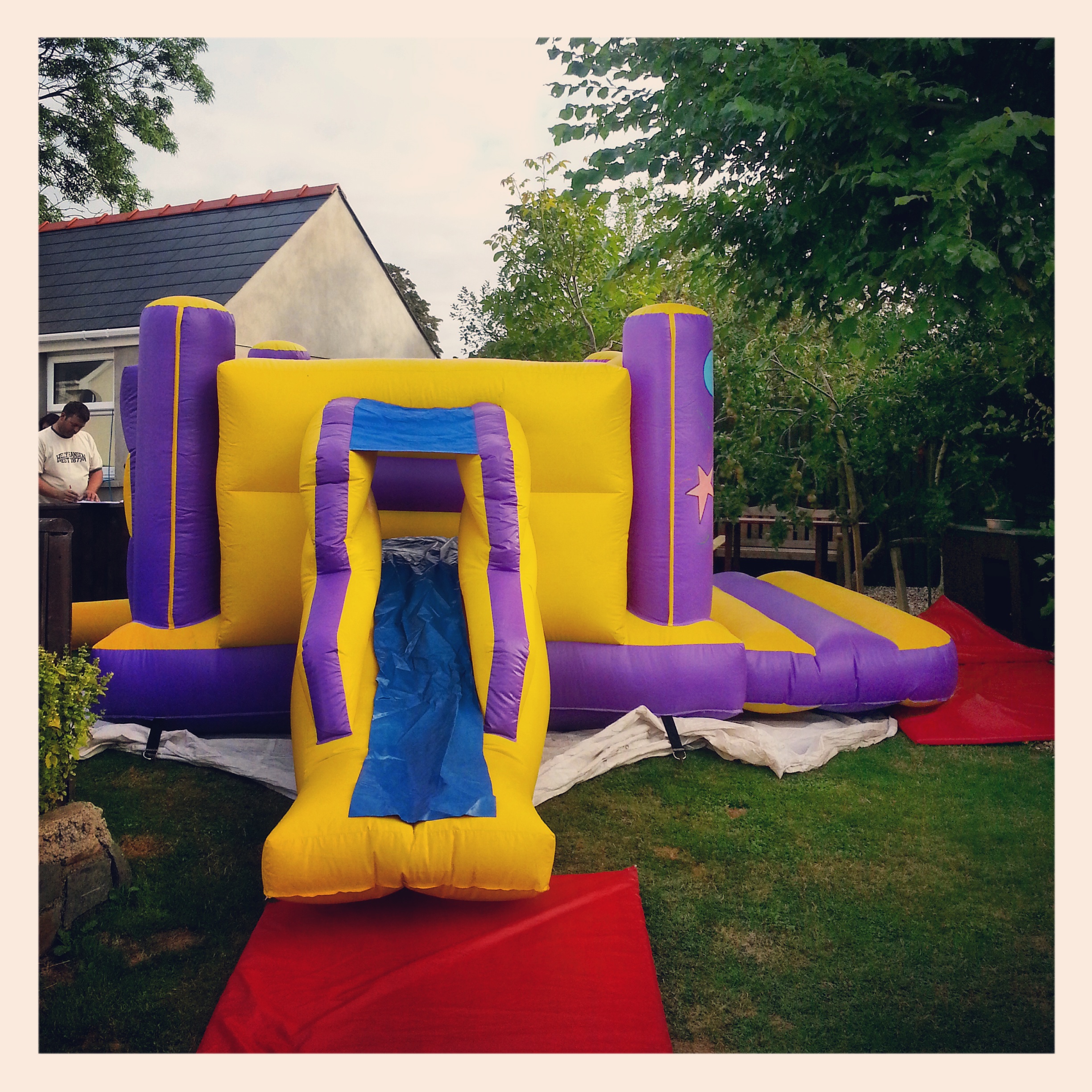Pink & Yellow Bounce & Slide Bouncy Castle Hire Swansea