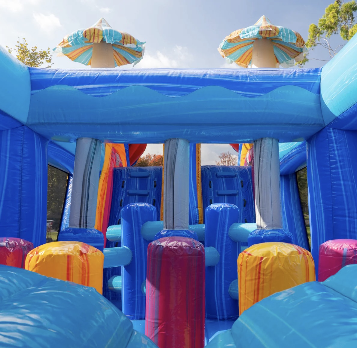 Pool Party Dual lane Obstacle 45ft Wet/Dry - Bounce House and Water ...