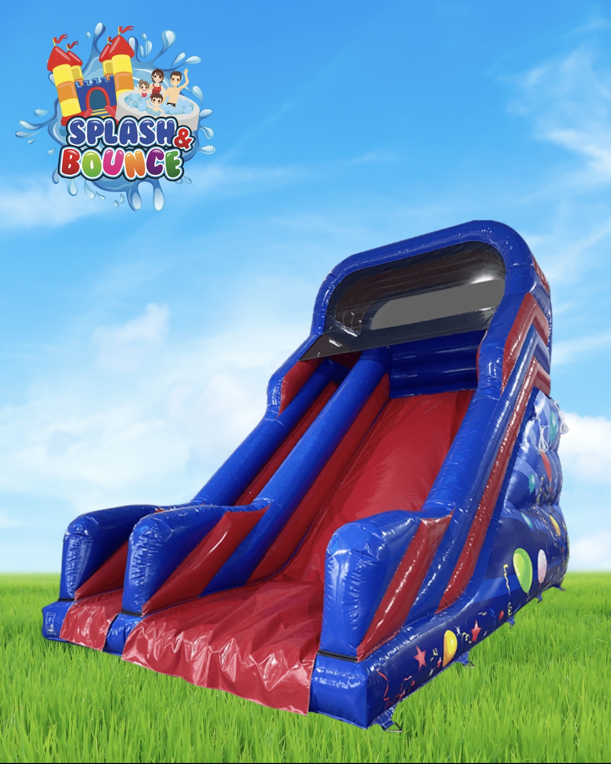 12ft Red/Blue Mega Slide - Bouncy Castle Hire in Darlington | Splash ...