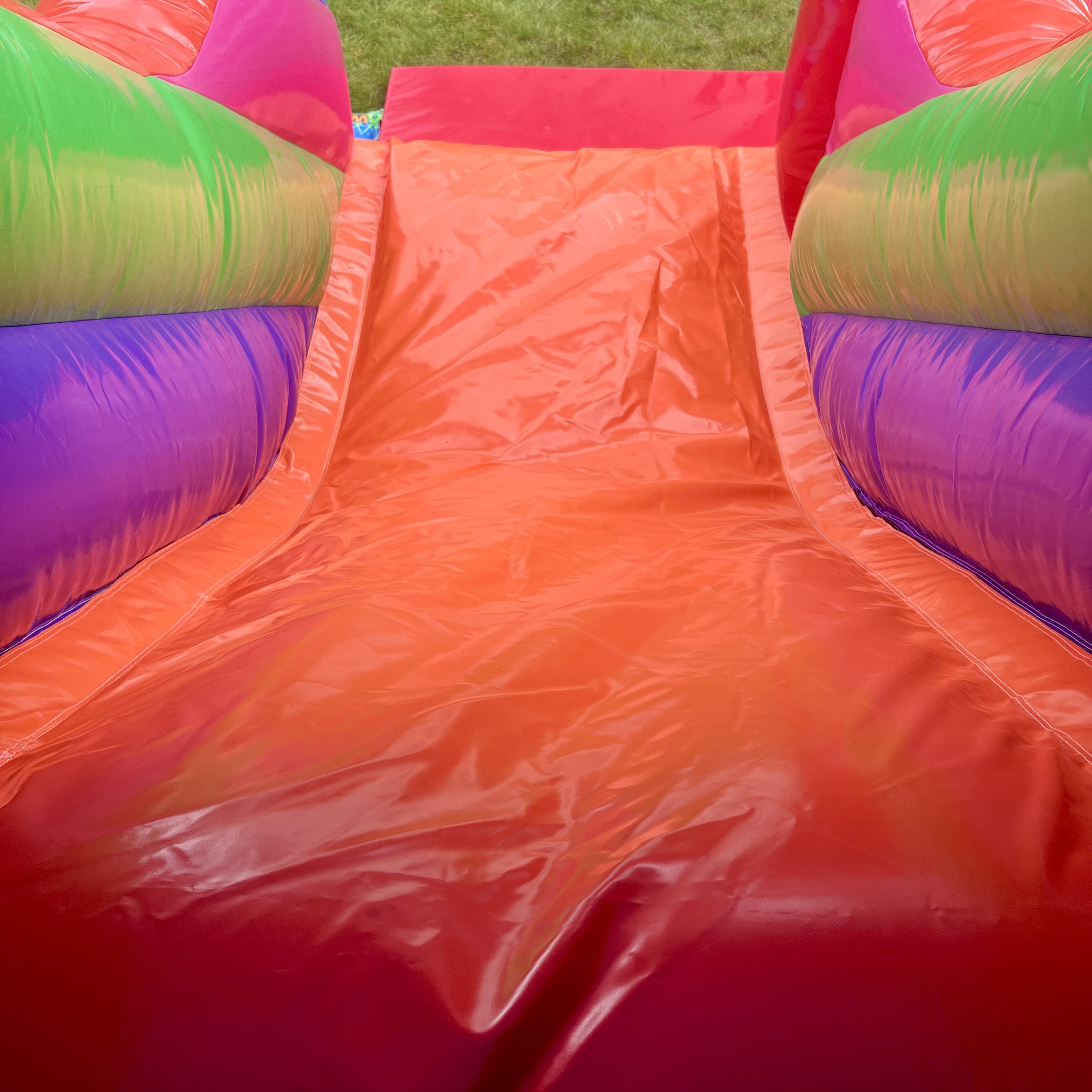 Multi Coloured Party Bouncy Castle + 5ft Platform Slide Package ...