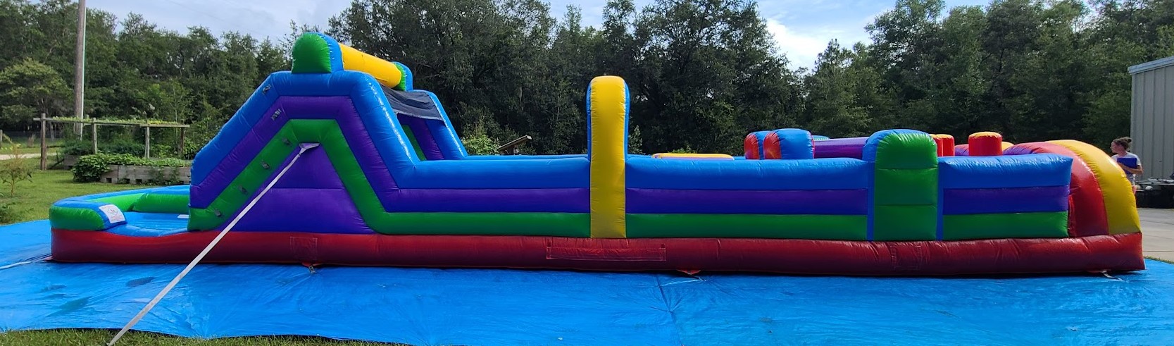 5-Color Obstacle Course With Slide Wet or Dry - Party and Inflatable ...