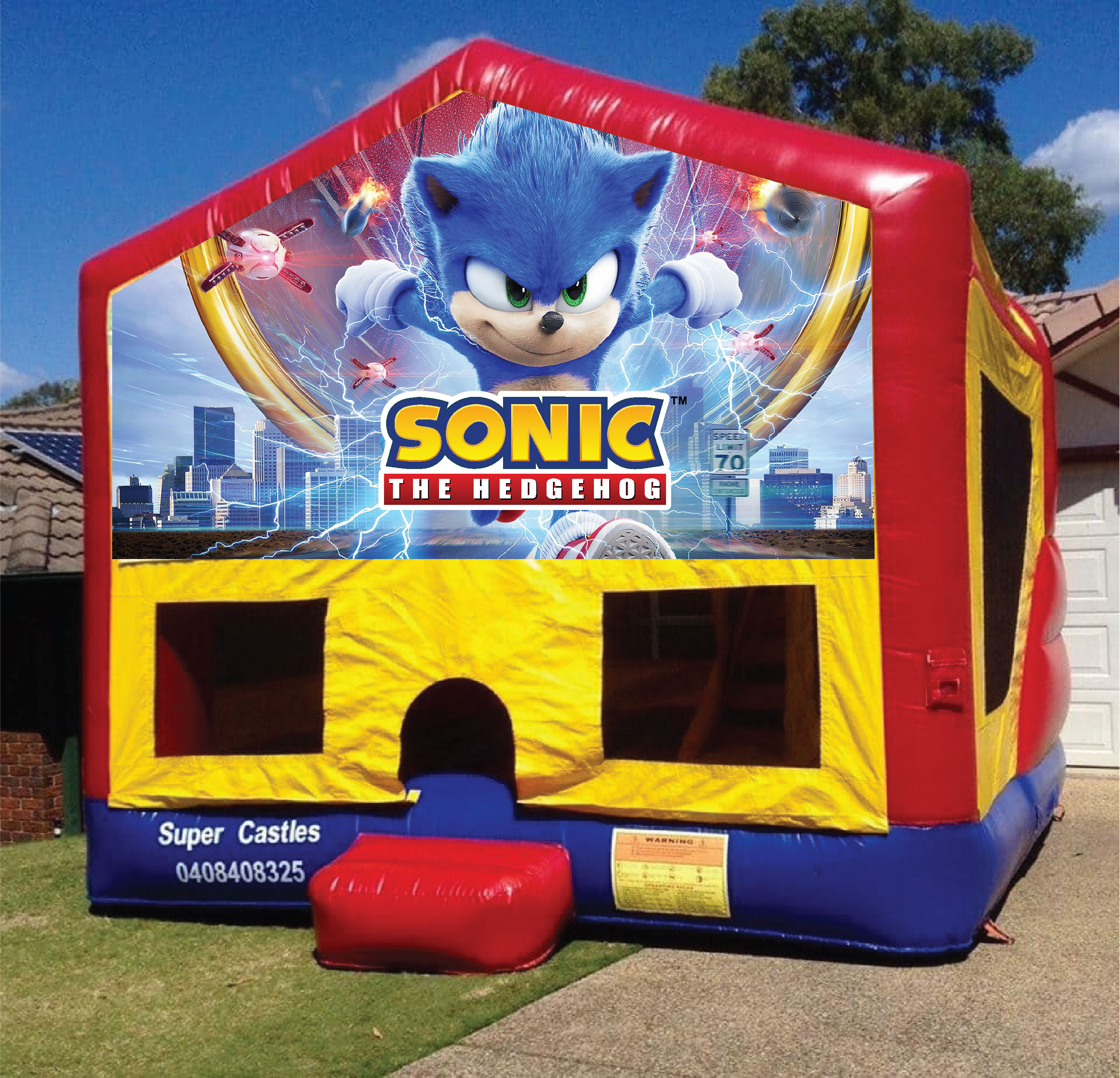 Sonic The Hedgehog Medium Banner Castle - Jumping Castle Hire Brisbane ...