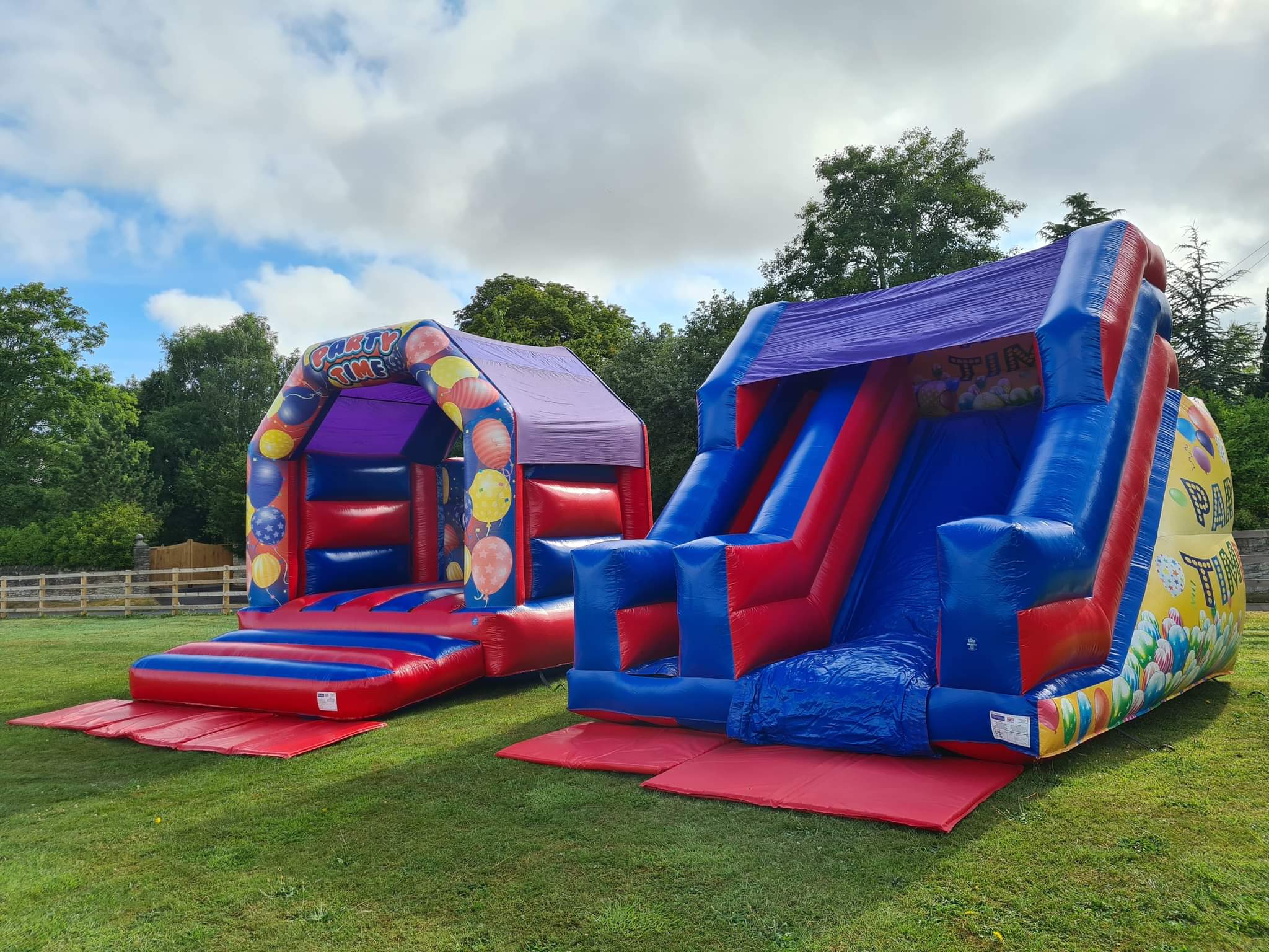 Red and Blue Party Time Slide - 8ft - Bouncy Castle Hire in North ...