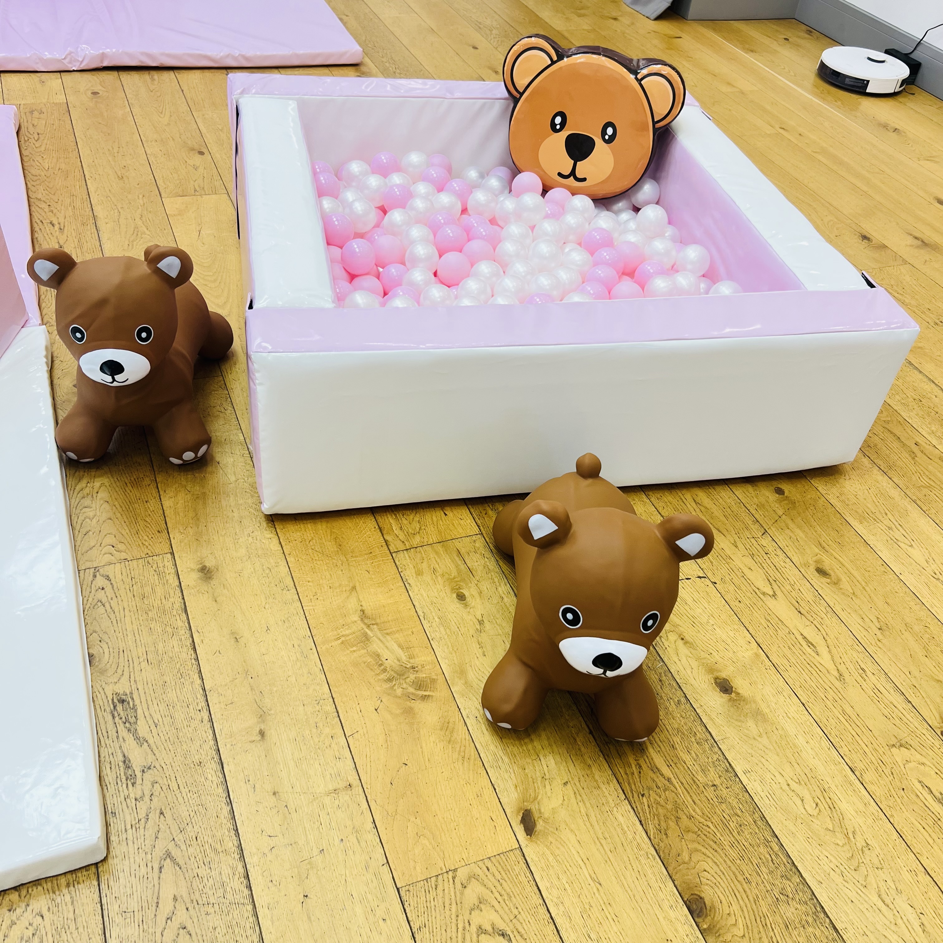 Pink and White Bouncy Castle and Teddy Bear Soft Play Package - Bouncy ...