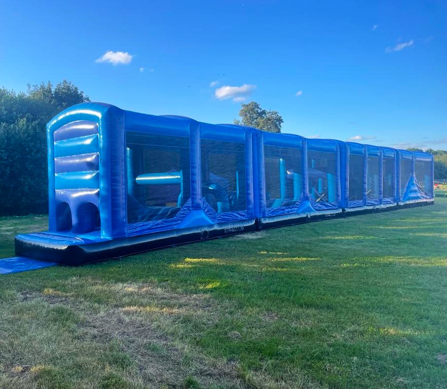 100ft 4 Piece Blue & Black Assault Course - Inflatable, Bouncy Castle ...