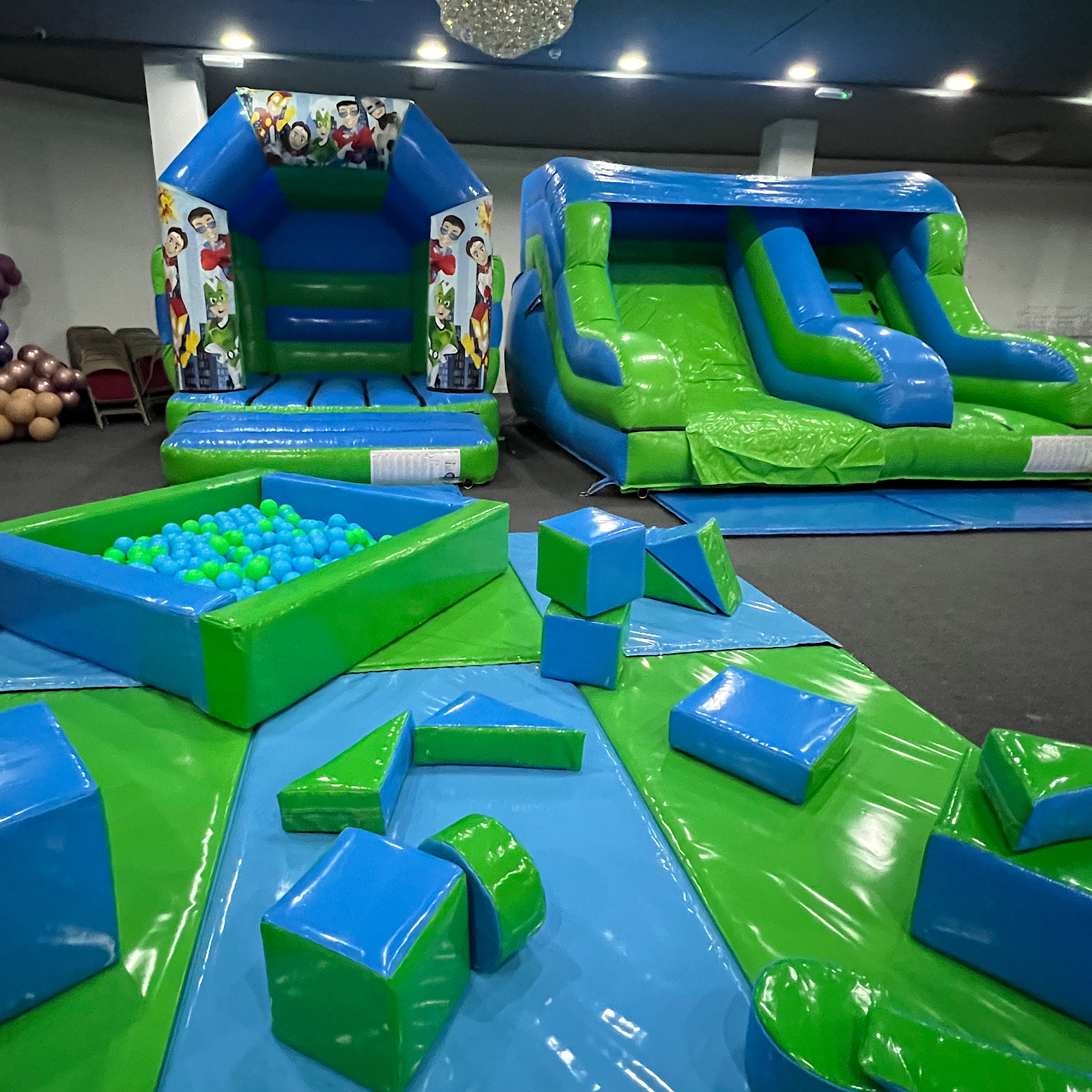 Superheroes Soft Play Ball Pool Bouncy Castle Mini Slide