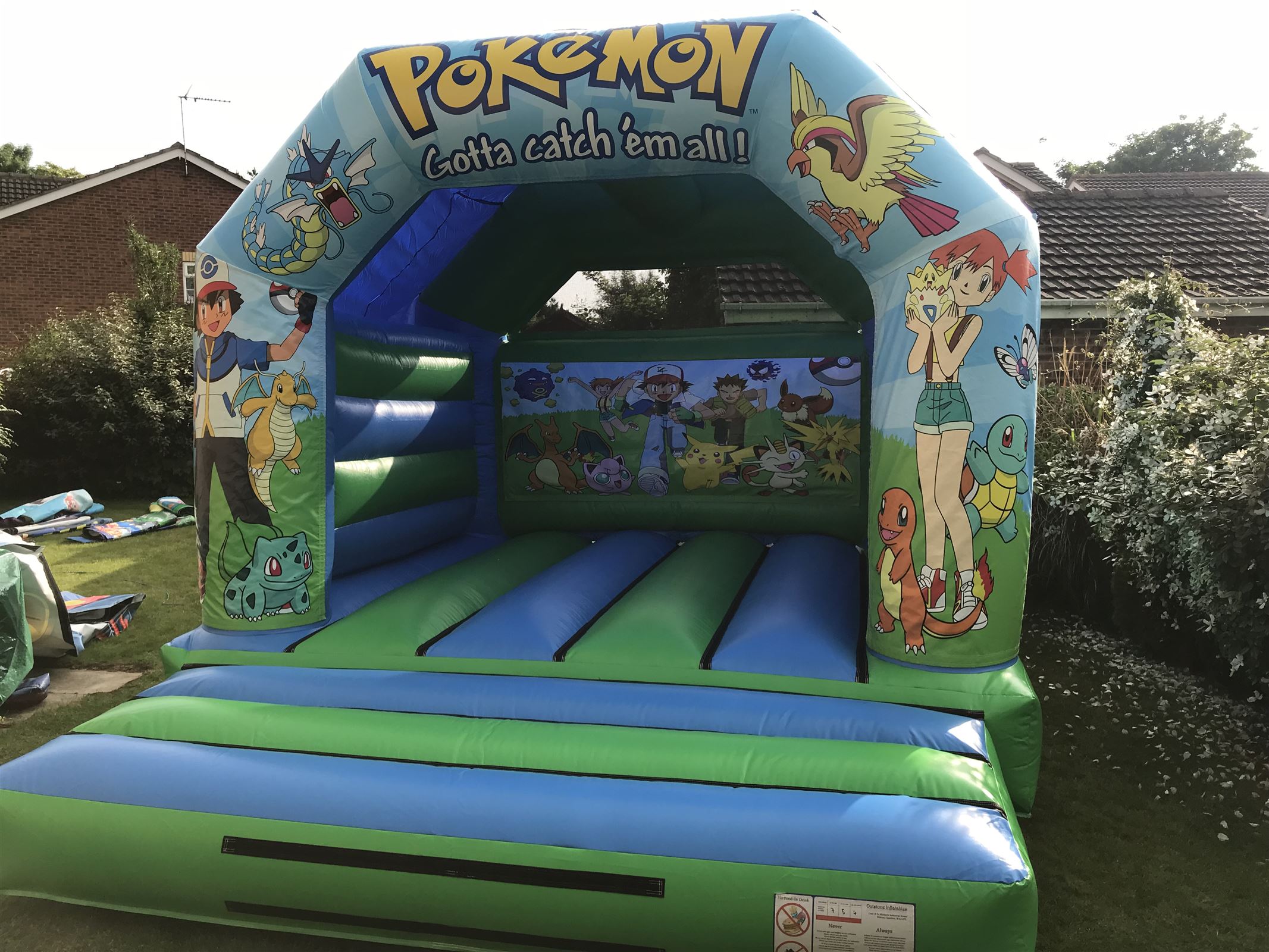 Pokemon Themed 15.5ftx12.5ft Green Bouncy Castle - Bouncy Castle Hire ...